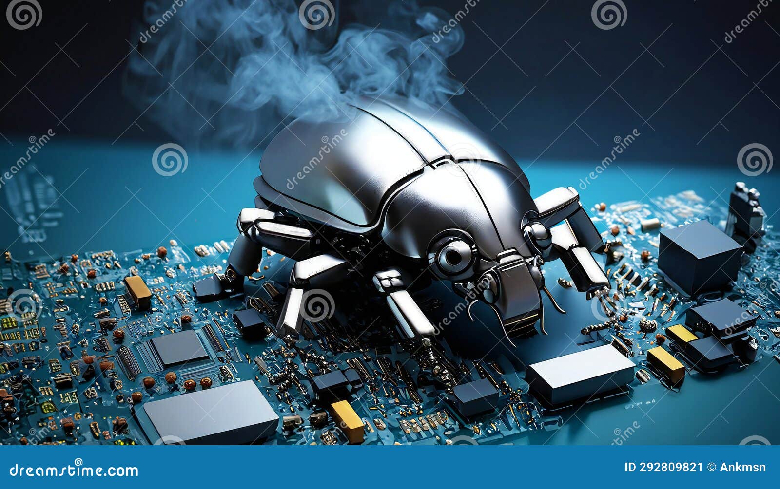 Beetle Attacks and Destroys Electronics. Concept of Computer Virus and ...