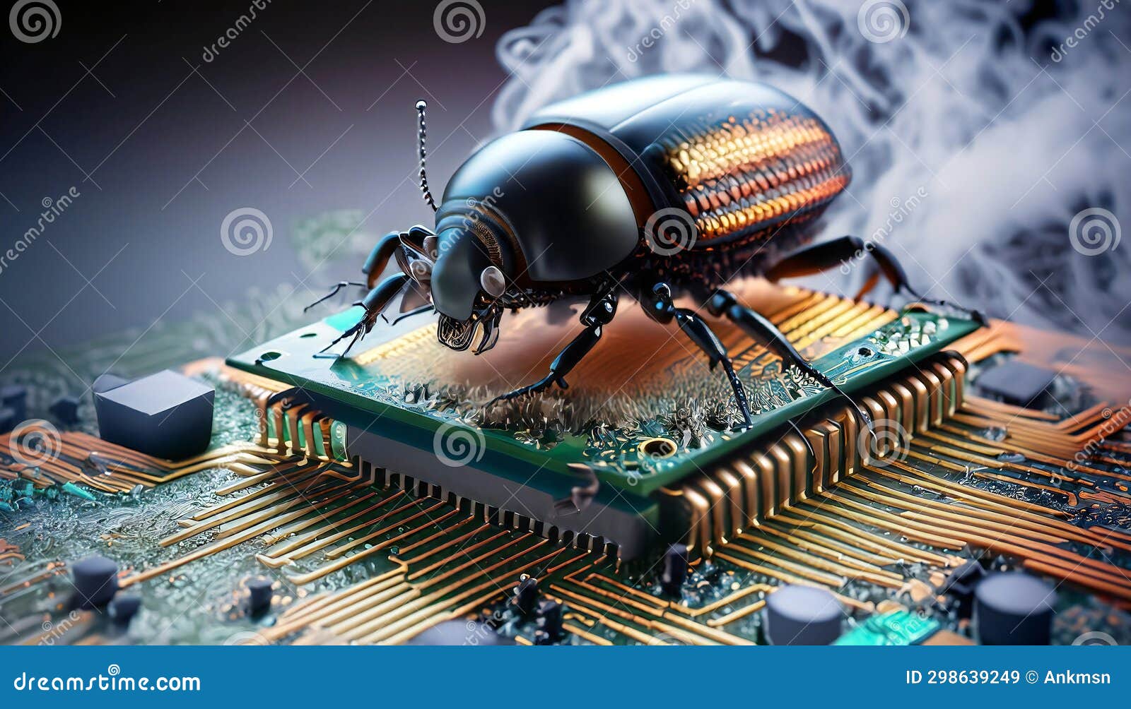 Beetle Attacks and Destroys Electronics. Concept of Computer Virus and ...
