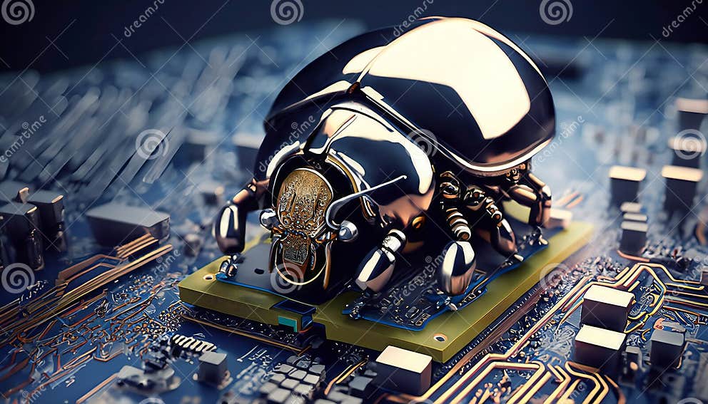 Beetle Attacks and Destroys Electronics. Concept of Computer Virus and ...