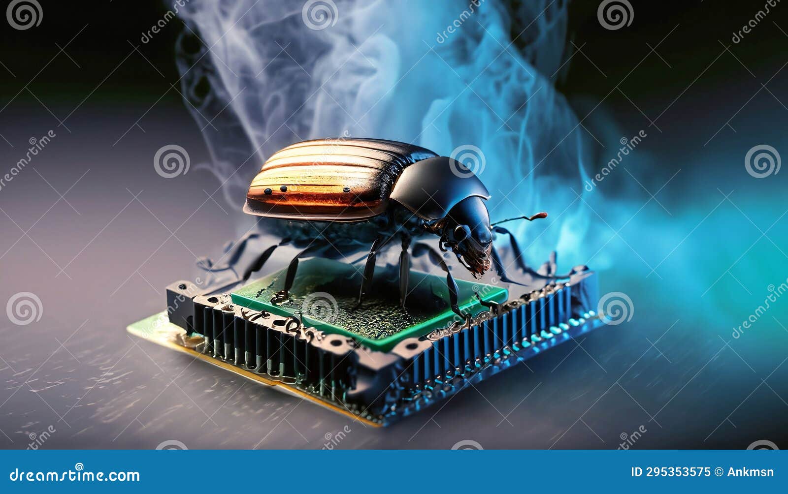 Beetle Attacks and Destroys Electronics. Concept of Computer Virus and ...