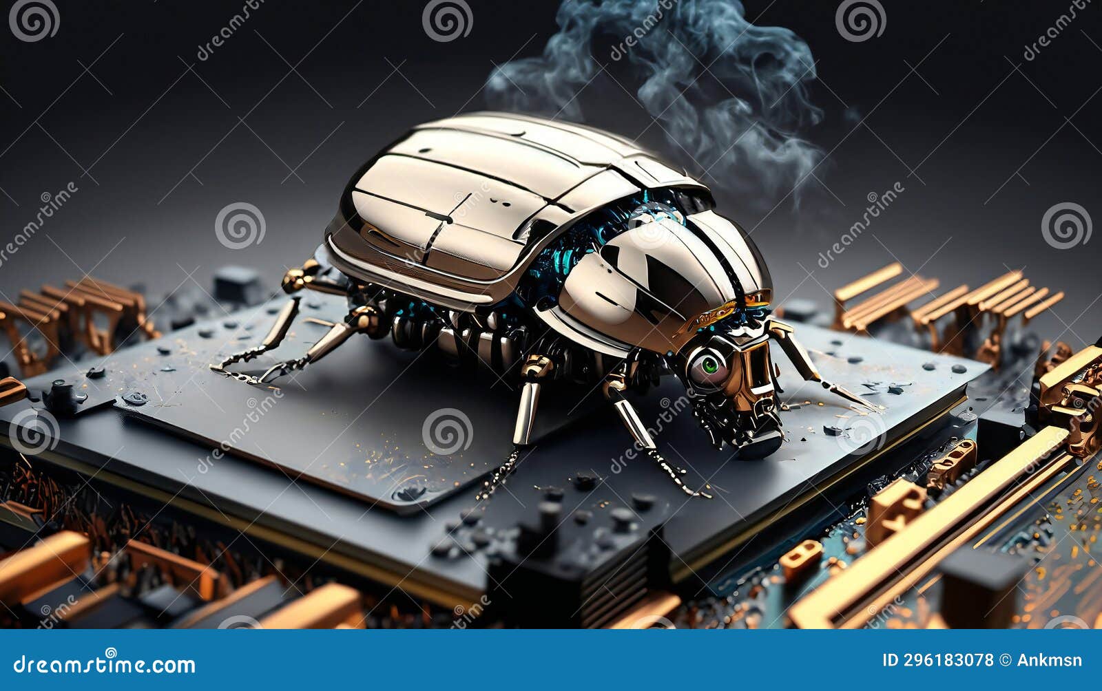Beetle Attacks and Destroys Electronics. Concept of Computer Virus and ...