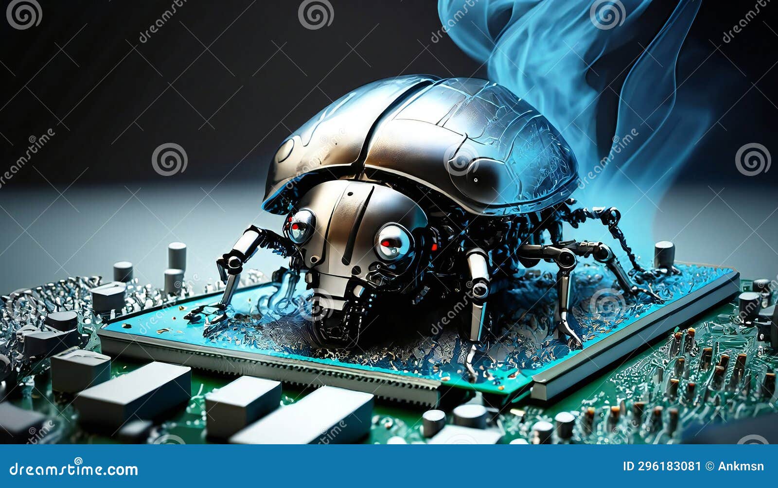 Beetle Attacks and Destroys Electronics. Concept of Computer Virus and ...