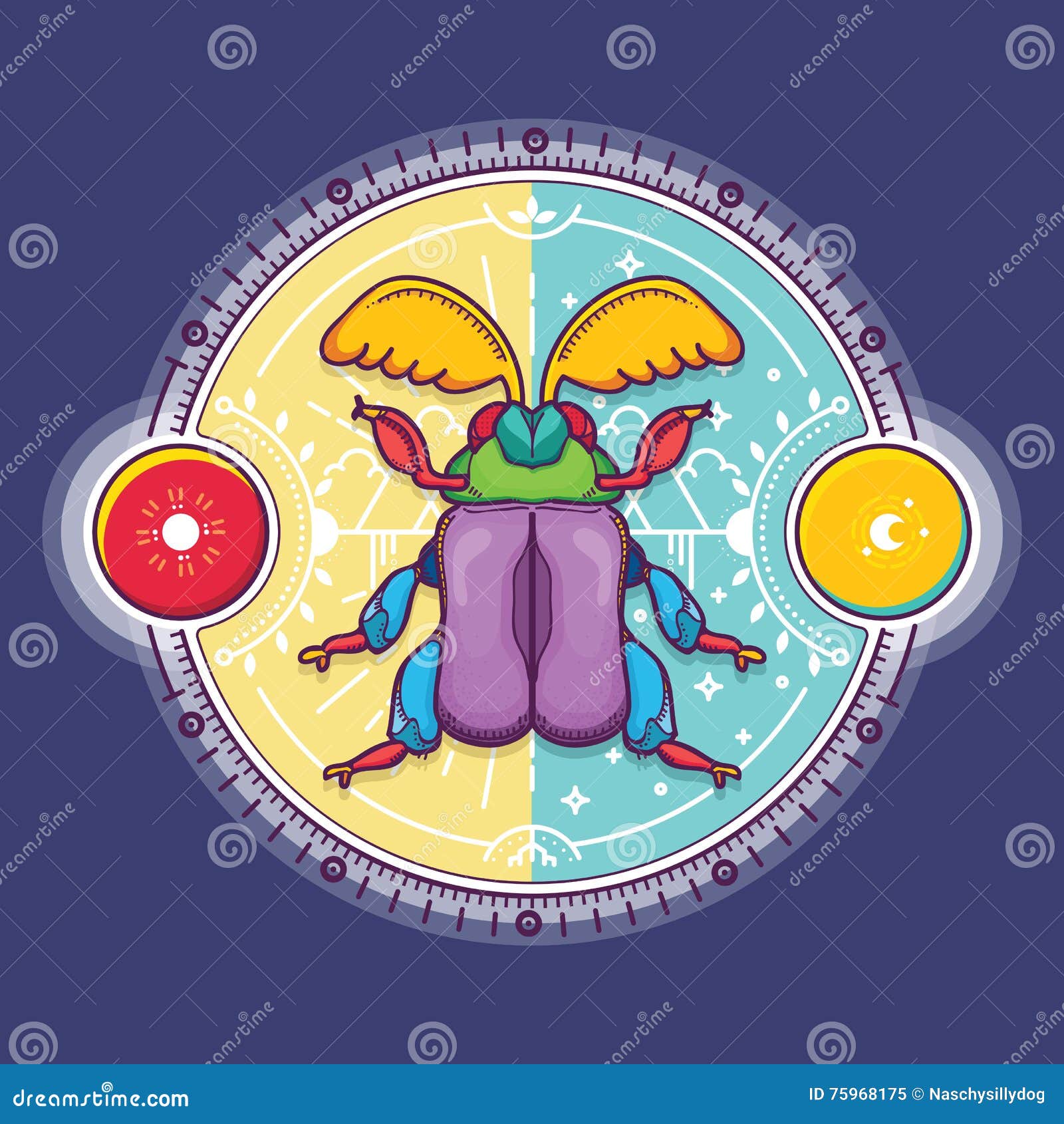 Beetle Bug Design Elements with Line Graphic. Stock Vector ...