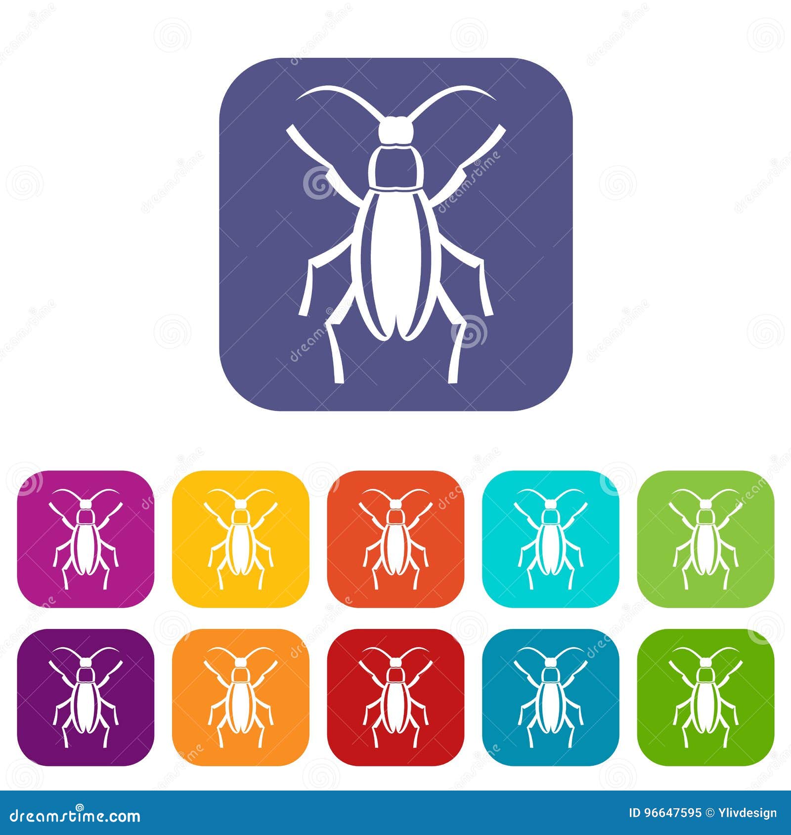 Beetle bug icons set stock vector. Illustration of element - 96647595
