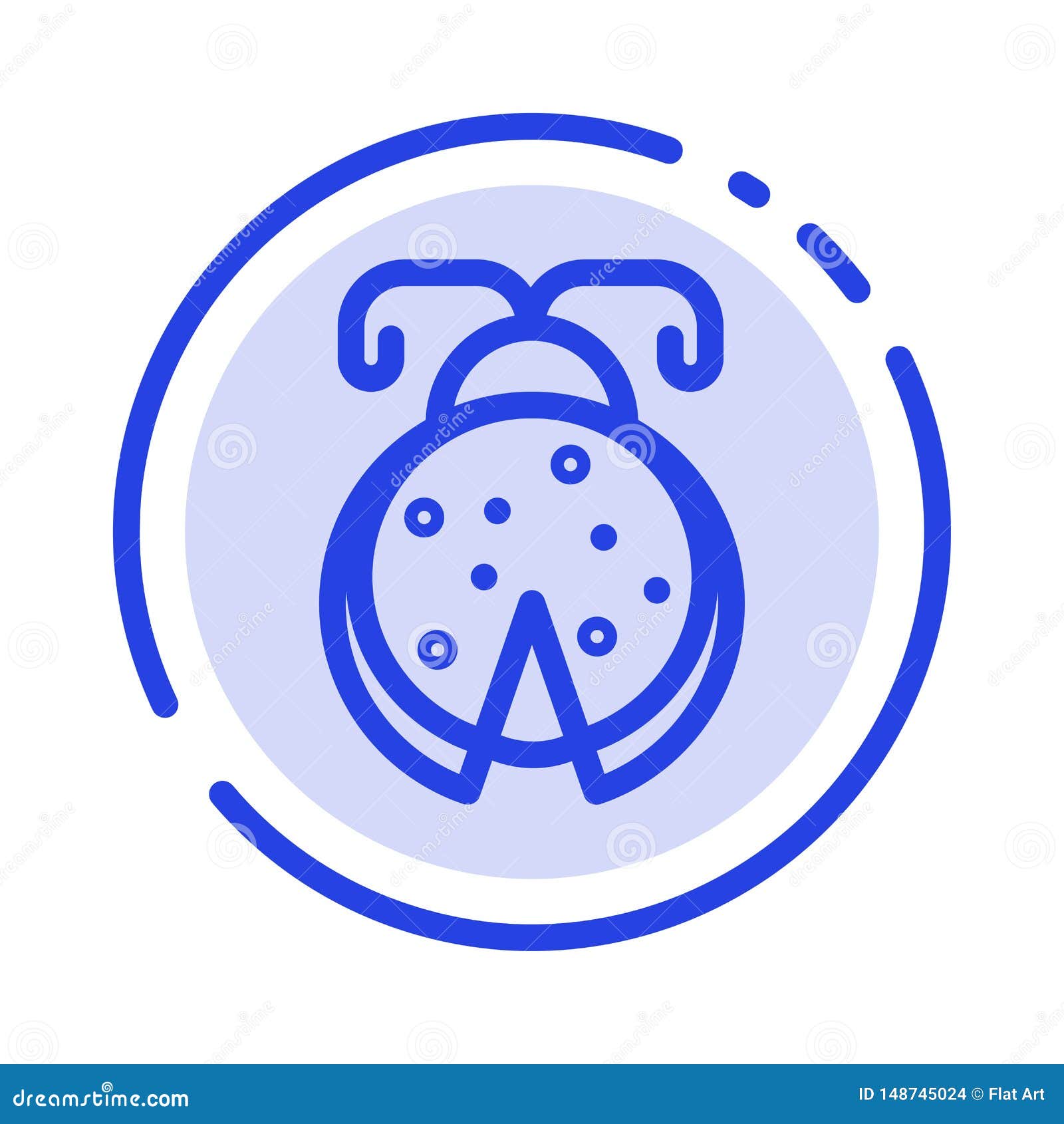 Beetle, Bug, Ladybird, Ladybug Blue Dotted Line Line Icon Stock Vector ...