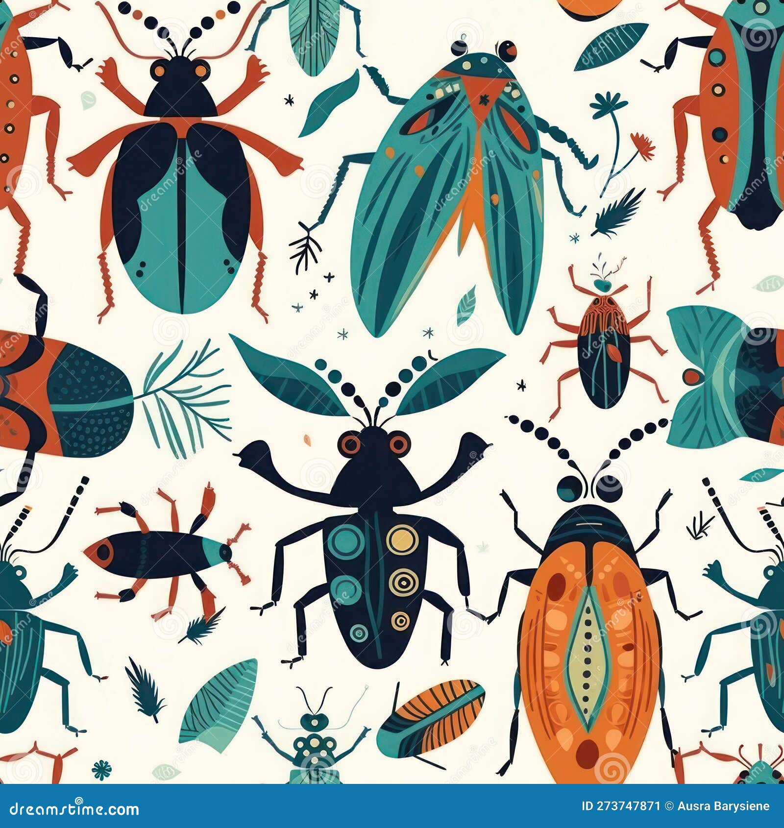 Beetle and Bug Seamless Pattern. Various Types of AI Generated Insects ...
