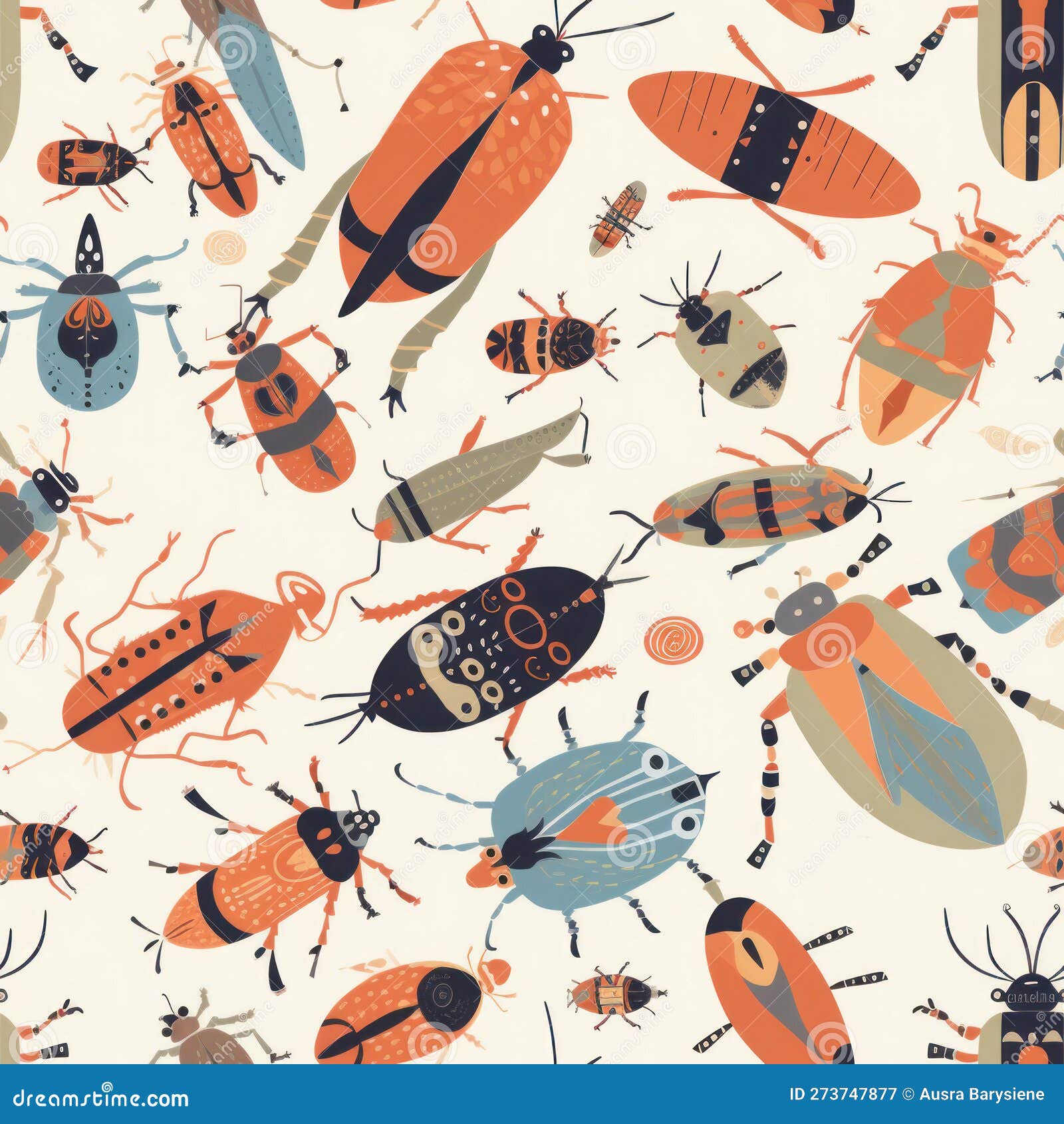 Beetle and Bug Seamless Pattern. Various Types of AI Generated Insects ...