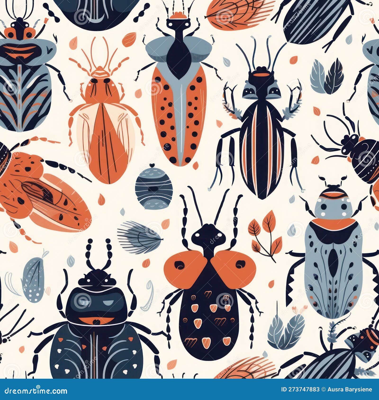 Beetle and Bug Seamless Pattern. Various Types of AI Generated Insects ...