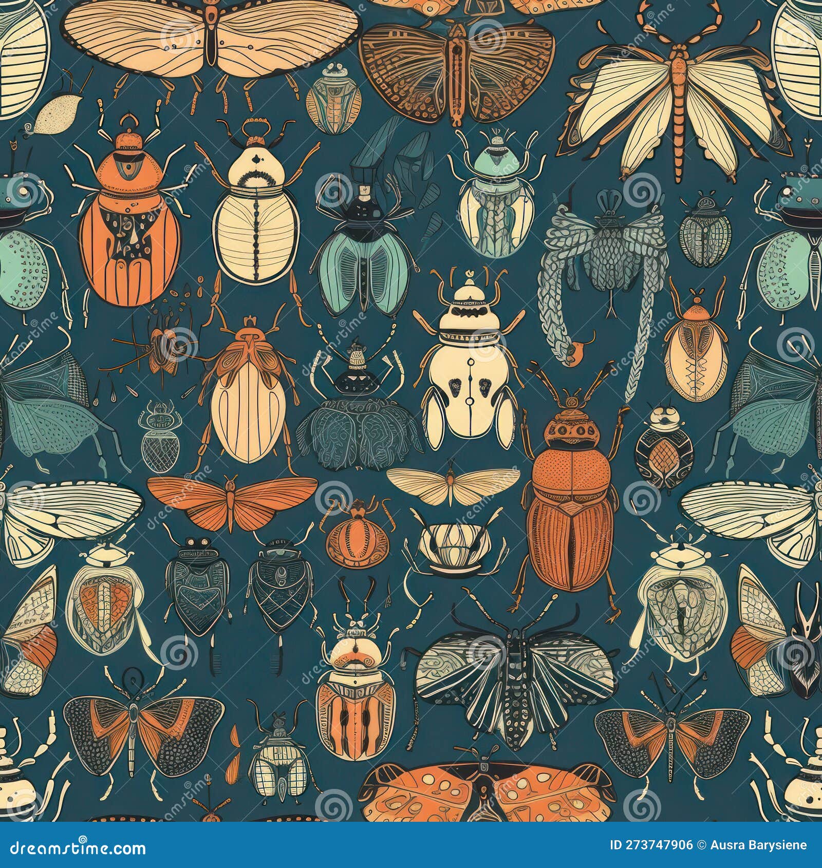 Beetle and Bug Seamless Pattern. Various Types of AI Generated Insects ...
