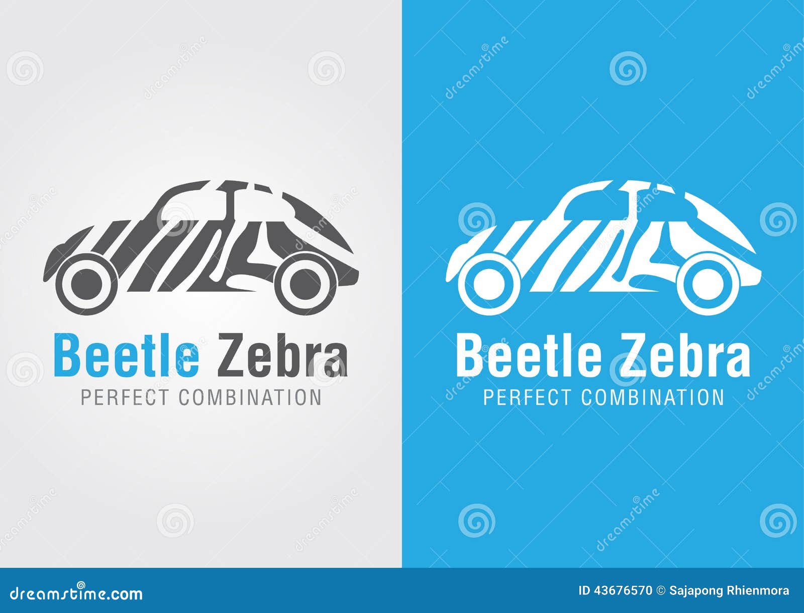 Beetle Car with a Zebra Texture. Perfect Combination Stock Vector ...