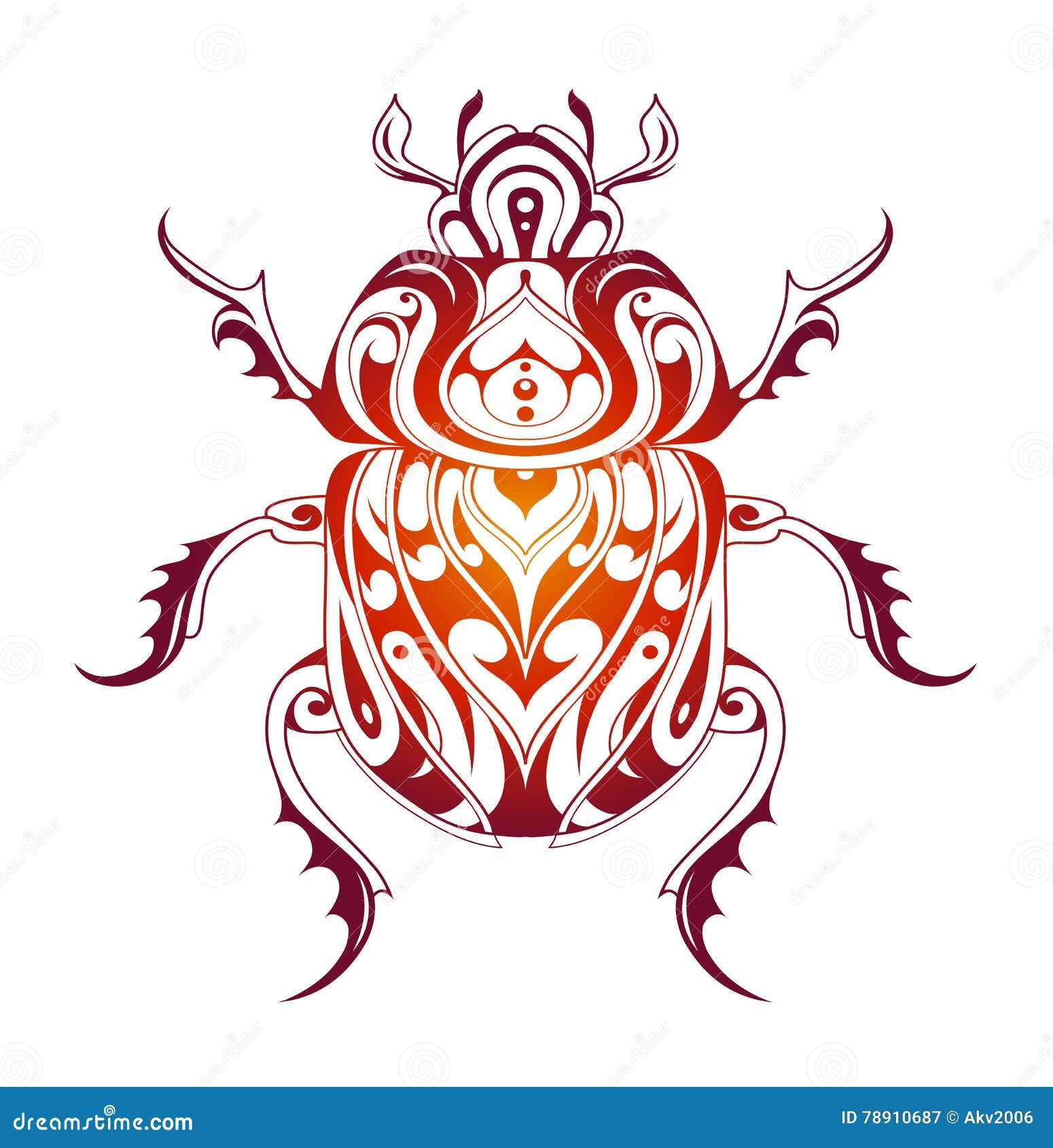 Beetle decorative tattoo stock vector. Illustration of insect - 78910687