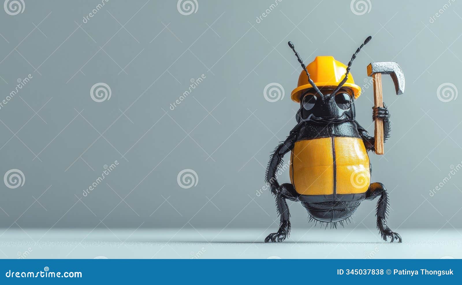 Beetle Dressed As Construction Worker with Hammer Stock Illustration ...