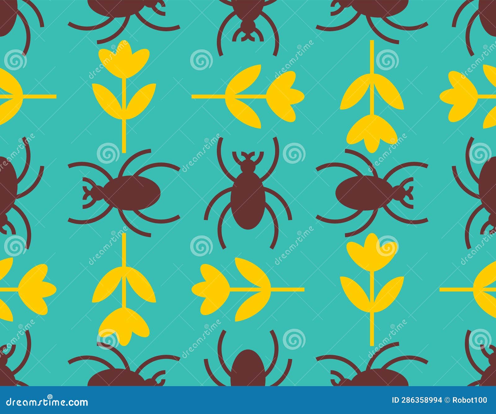 Seamless Insects Pattern. Decorative Bugs Background. Vector ...