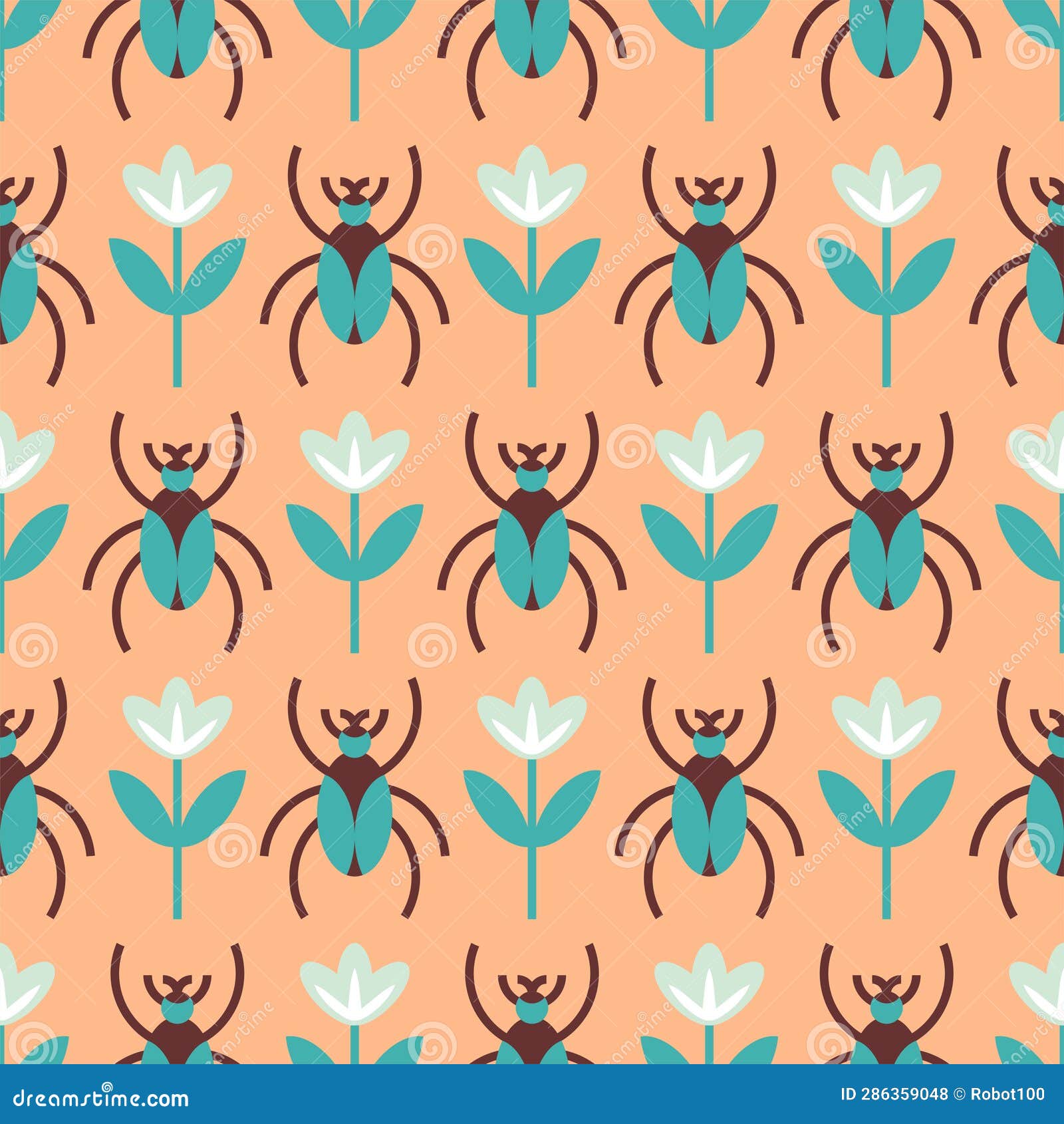 Seamless Insects Pattern. Decorative Bugs Background. Vector ...