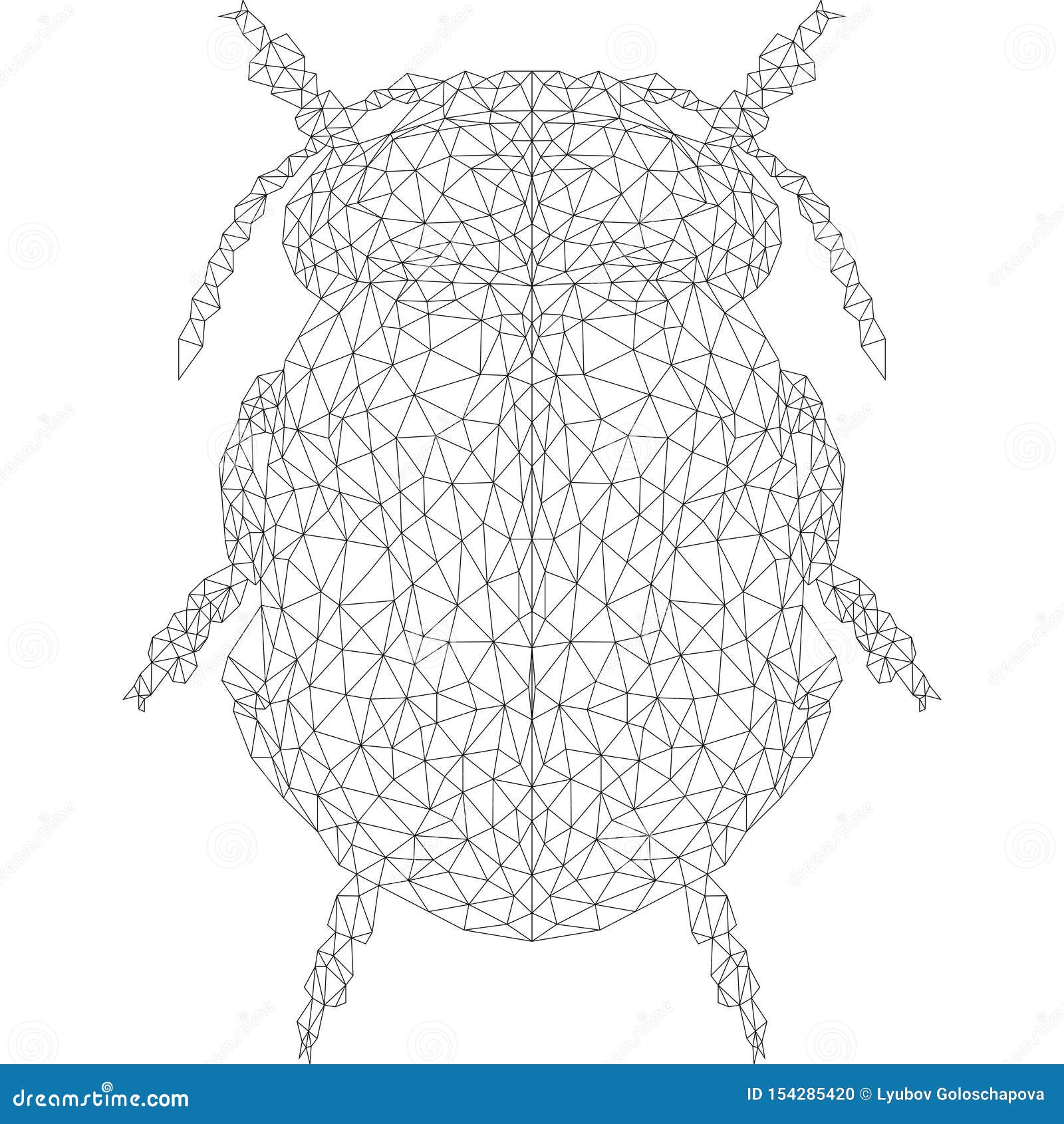 Beetle in Geometric Style with Black Lines on a White Background ...