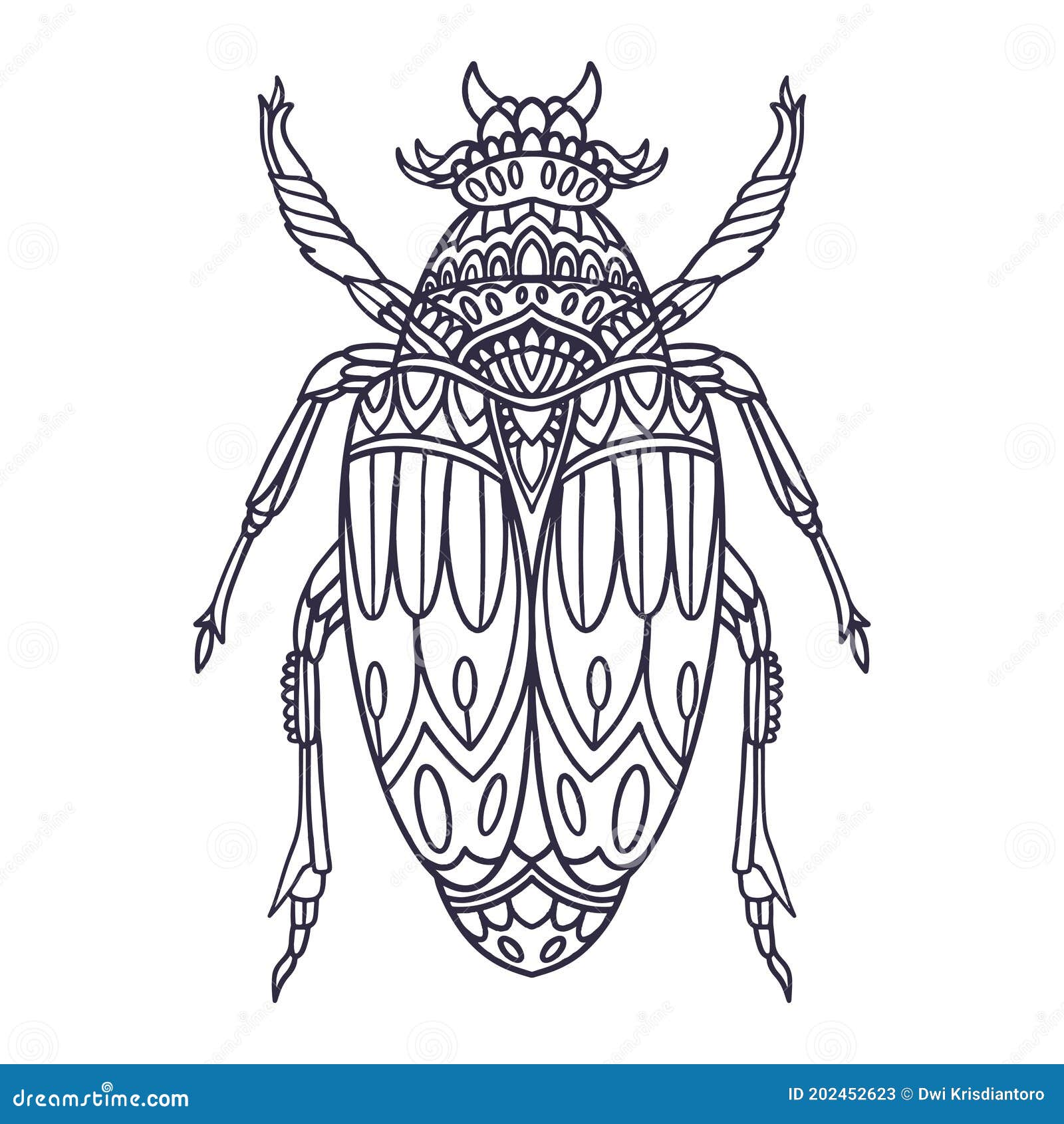 Beetle Hand Drawn Vector Illustration with Doodle Style Stock Vector ...