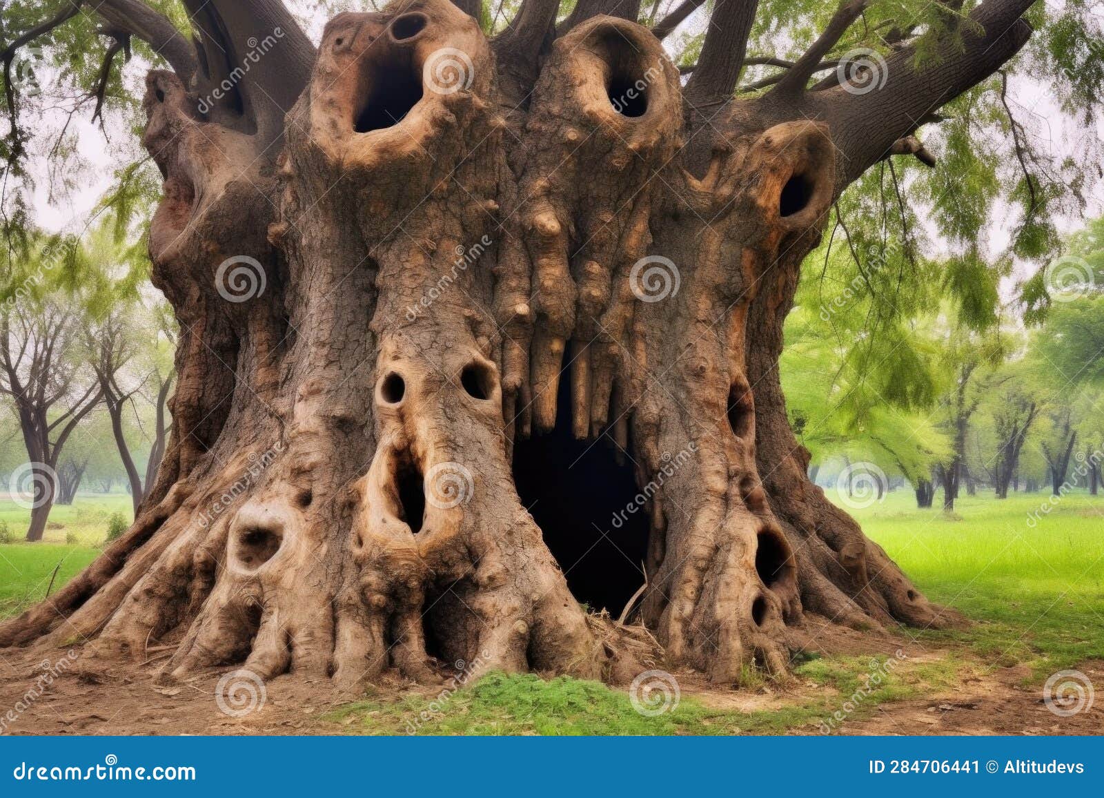 Beetle-infested Tree with a Hollow Trunk Stock Image - Image of trunk ...