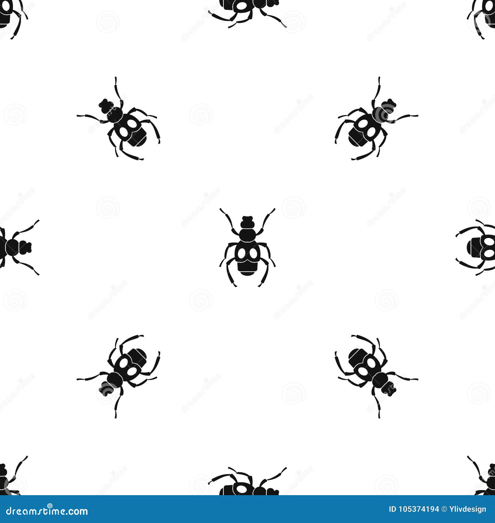 Beetle Insect Pattern Seamless Black Stock Vector - Illustration of ...