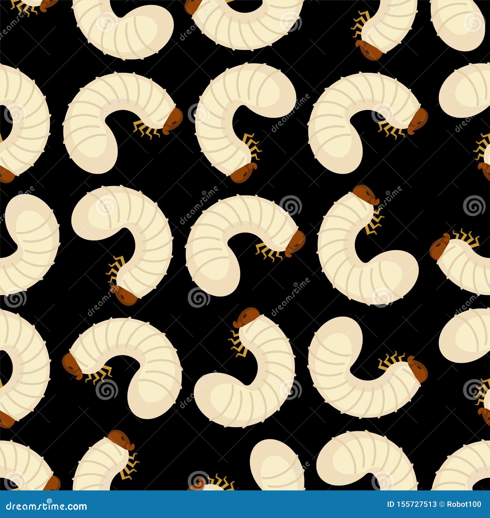 Beetle Larva Pattern Seamless. Bug Caterpillar Background Stock Vector ...