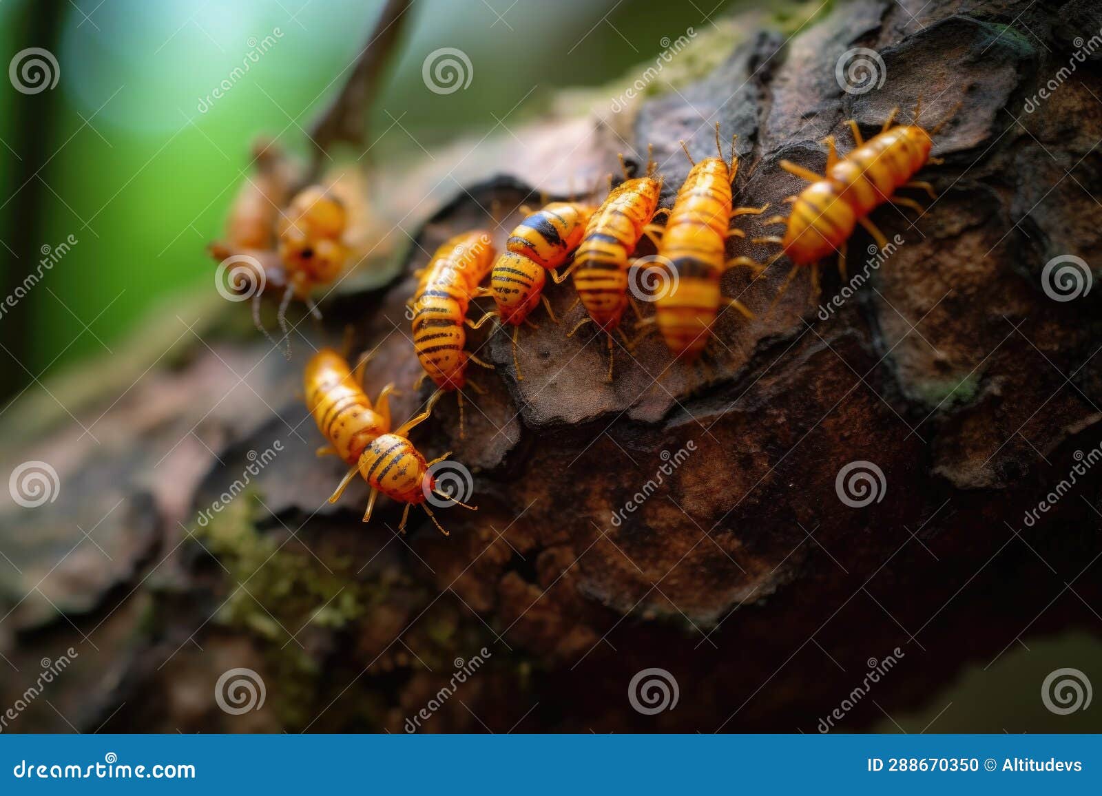 Beetle Larvae Crawling on Tree Stock Photo - Image of tree, pest: 288670350