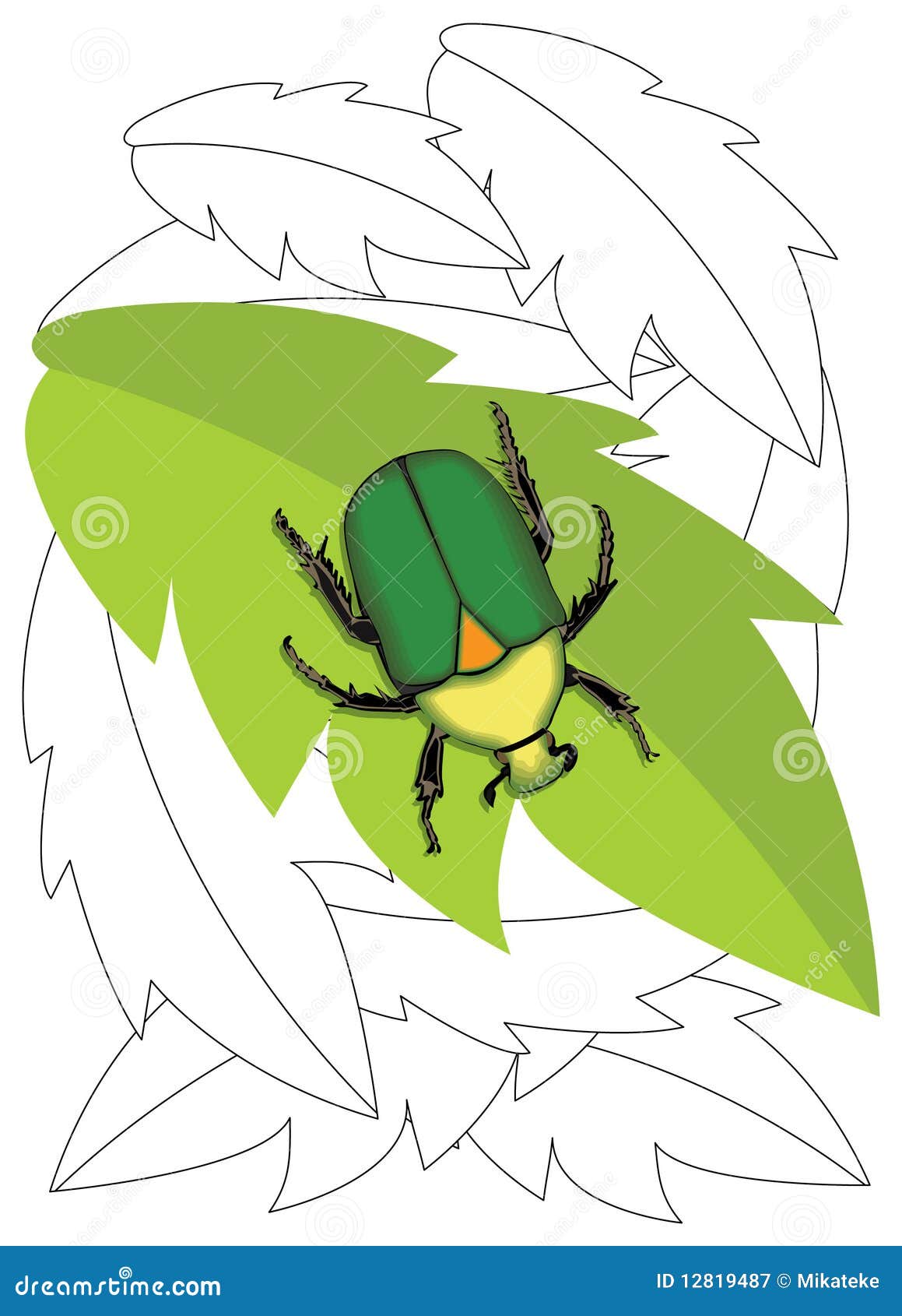 Beetle on leaf stock vector. Illustration of natural - 12819487