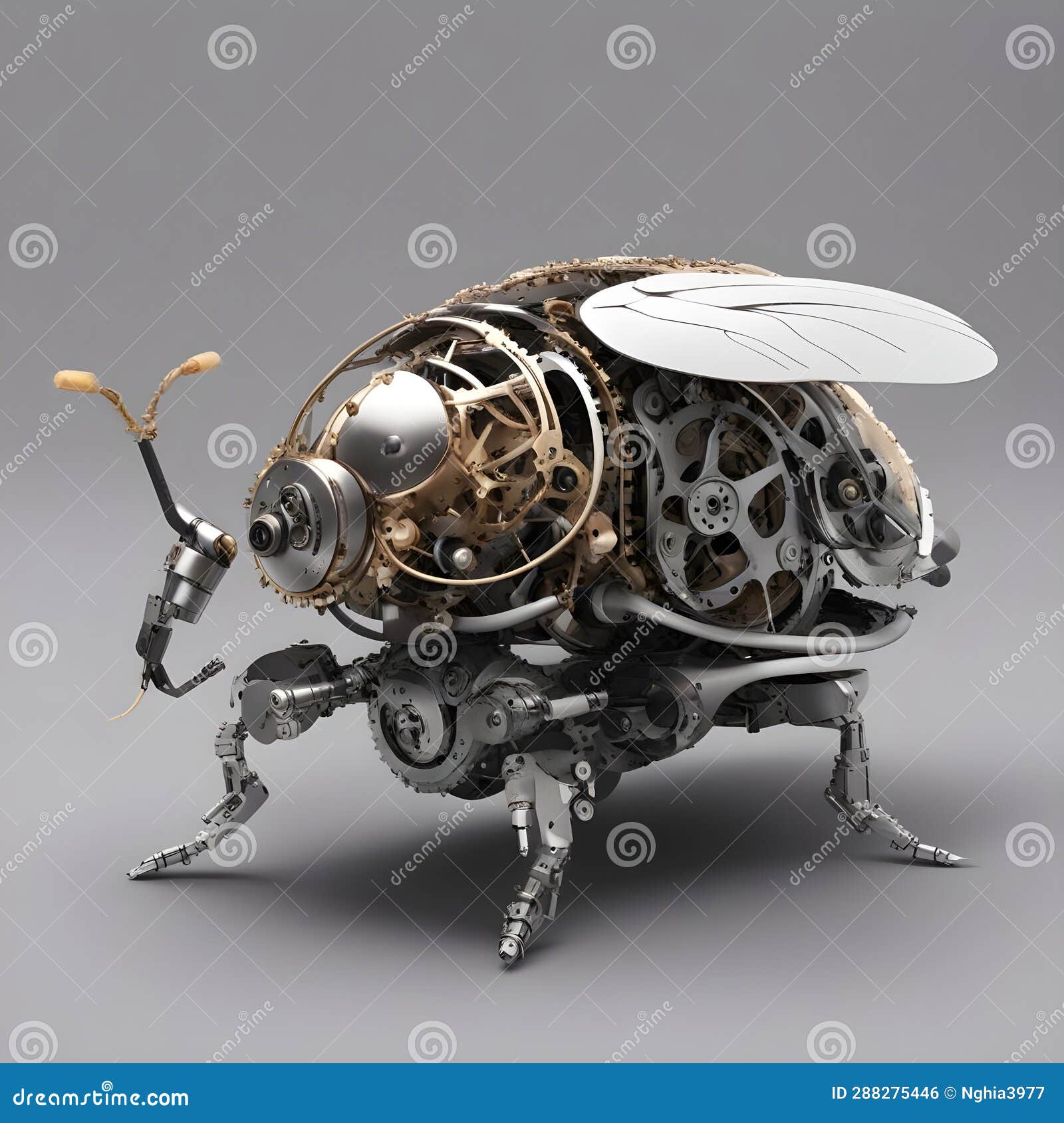 A Beetle with Mechanical Cogs Stock Illustration - Illustration of ...