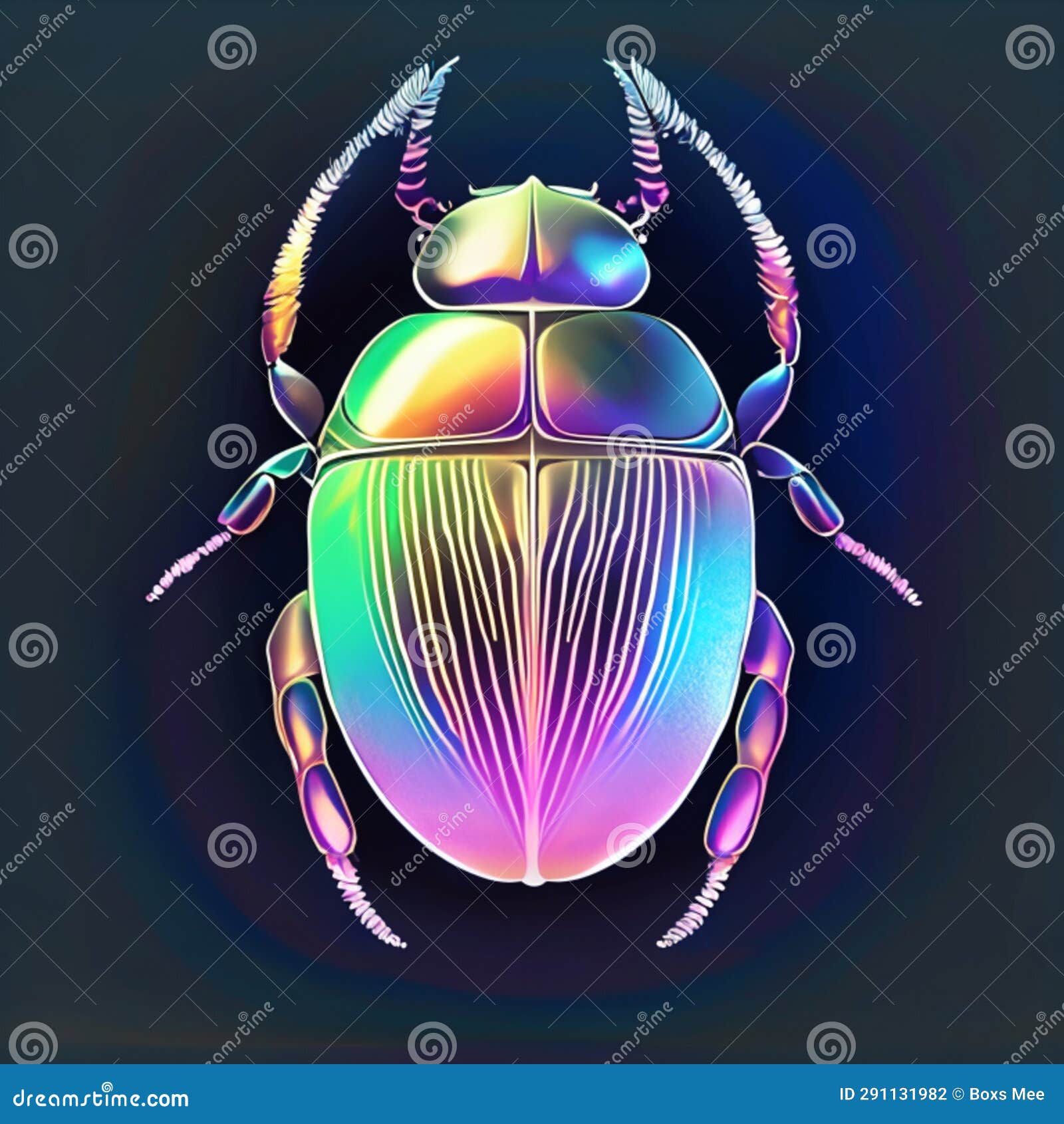 Beetle in Neon Colors on a Dark Background. Vector Illustration Stock ...