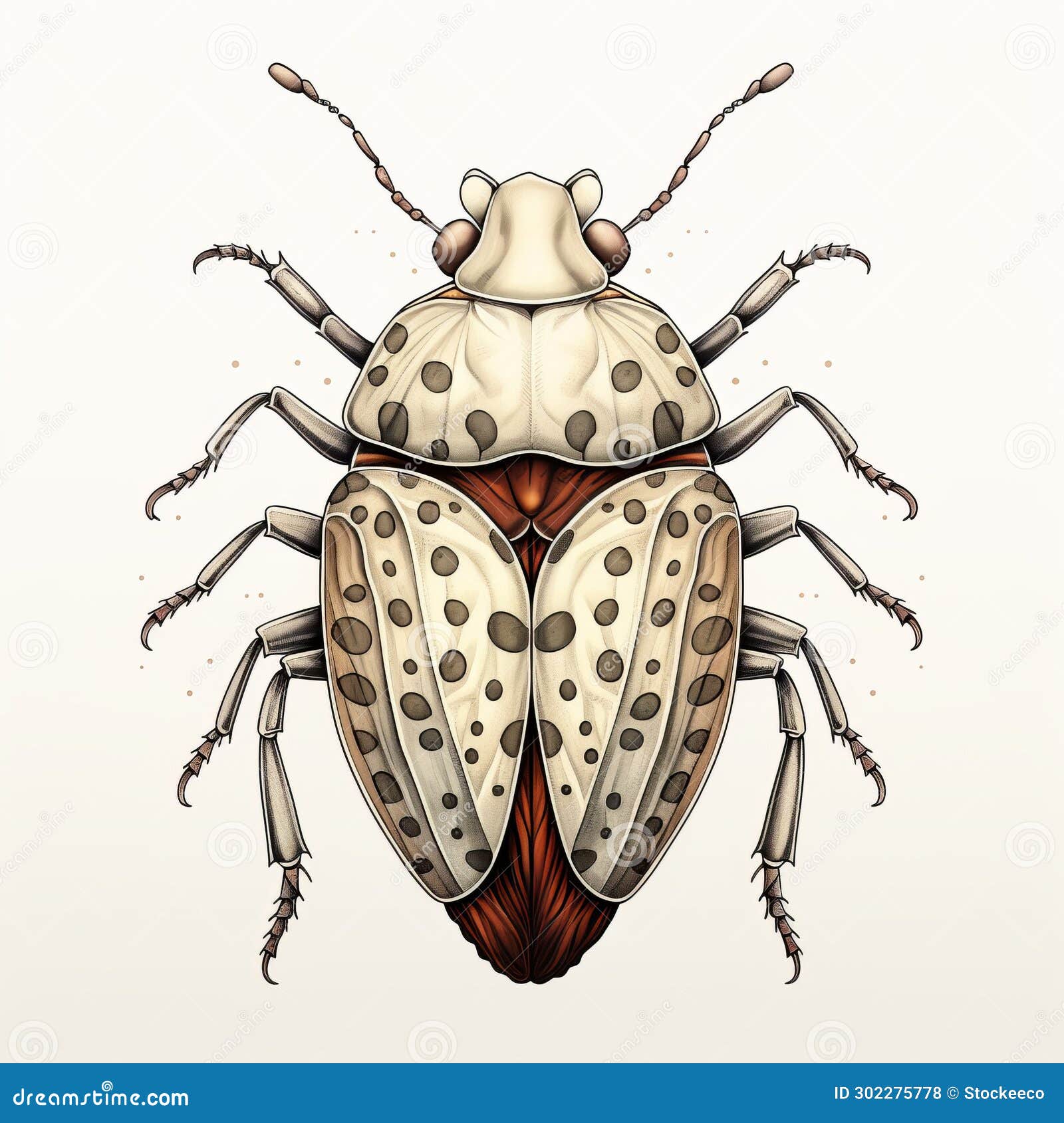 Vintage Stink Bug Illustration with Bronze and Beige Tones Stock ...