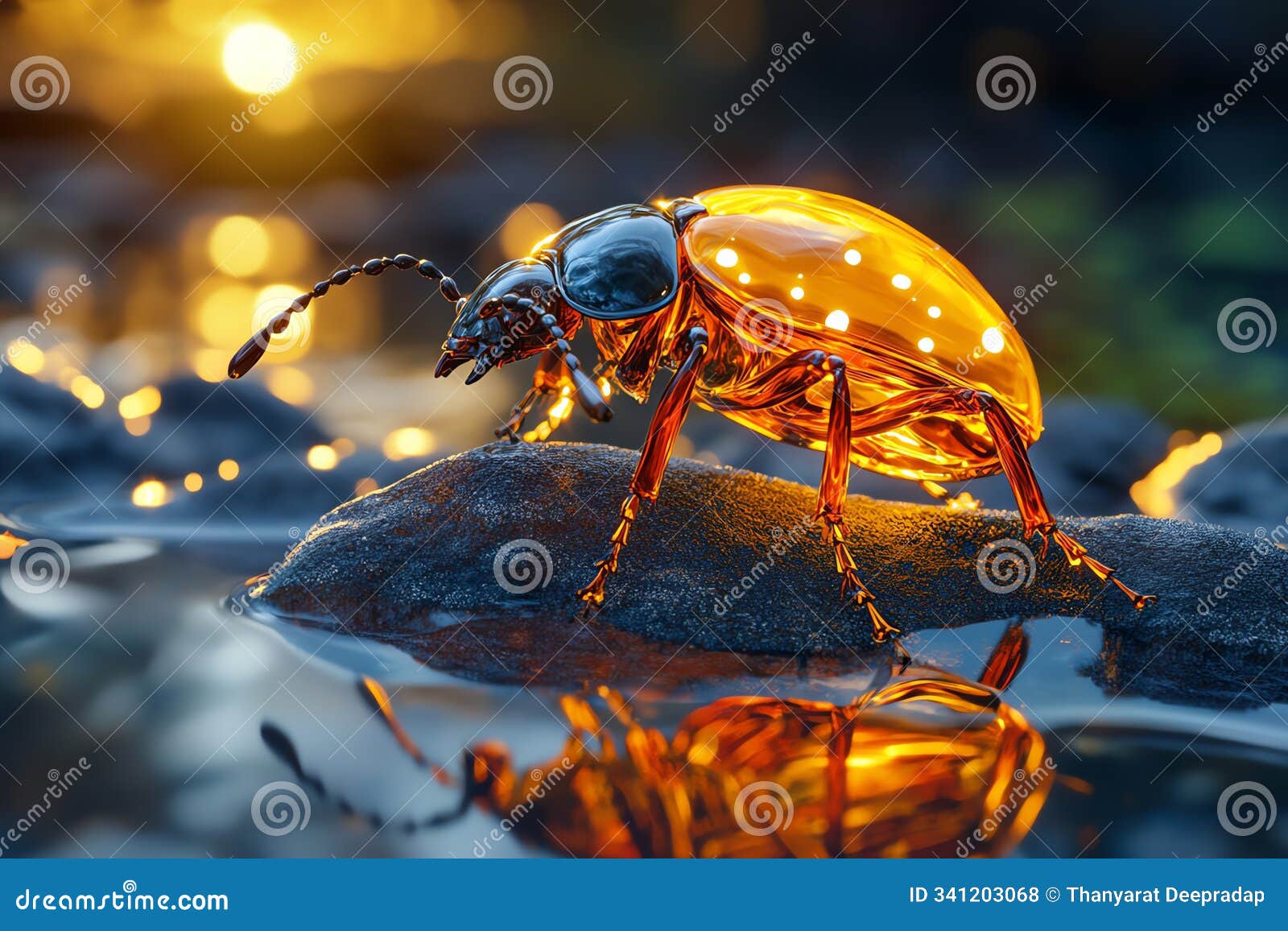 Beetles, Ancient Fossils, Preserved in Amber Provide a Glimpse into the Distant Past Stock ...