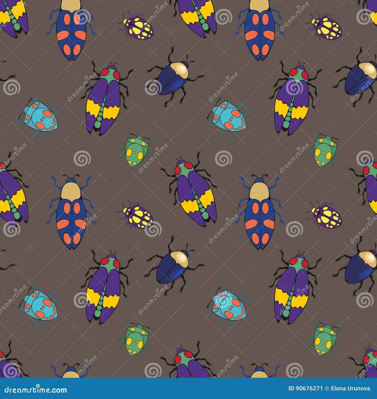 Beetles. Beautiful Vector Seamless Pattern with Insects Stock Vector ...