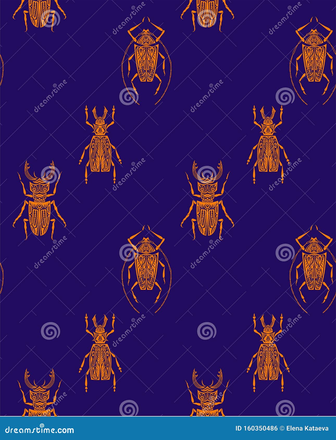Beetles Pattern Repeats Seamless in Color for Any Design. Vector ...