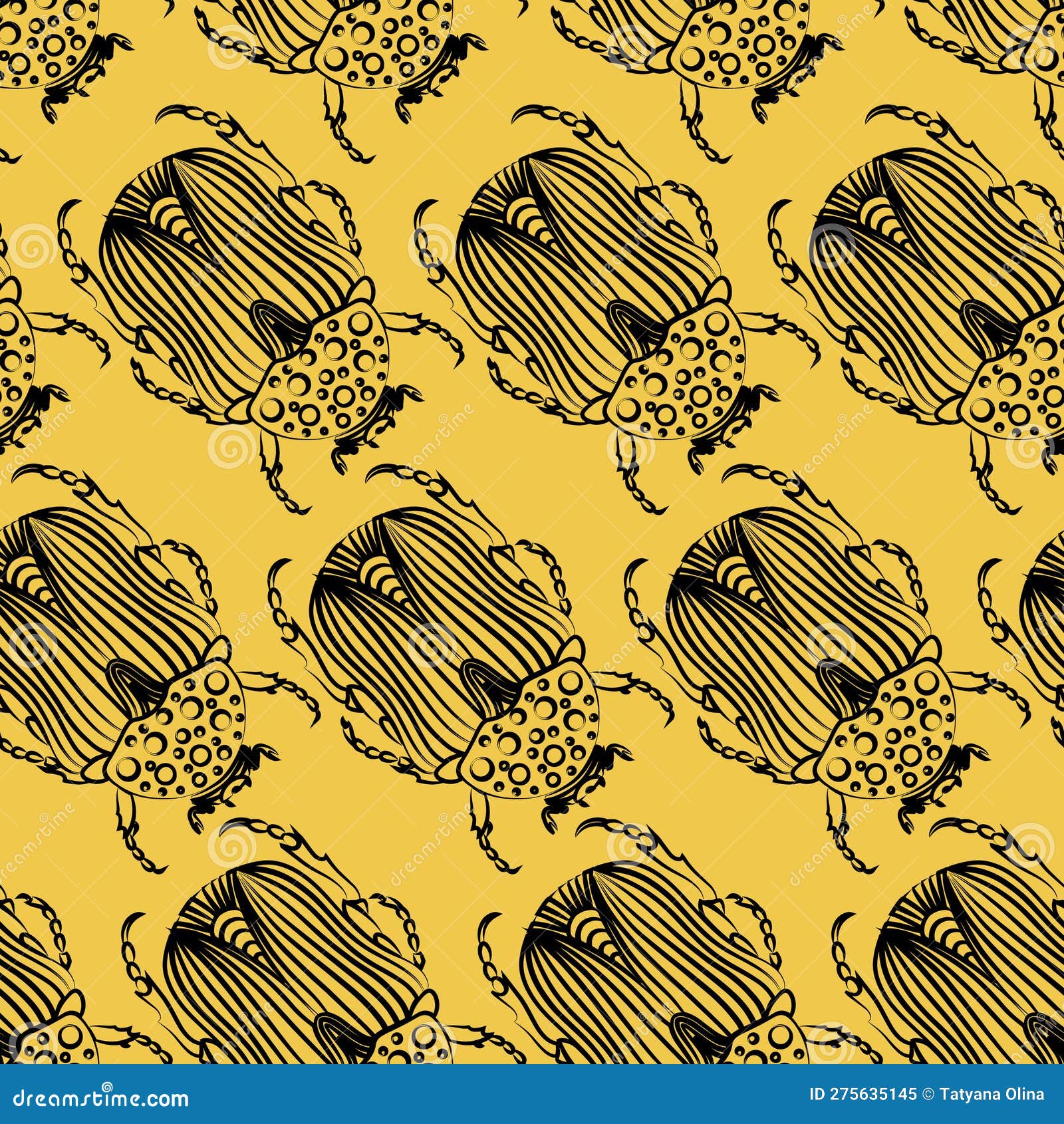 Beetles Seamless Pattern. Bohemian Pattern with Bugs Stock Vector ...