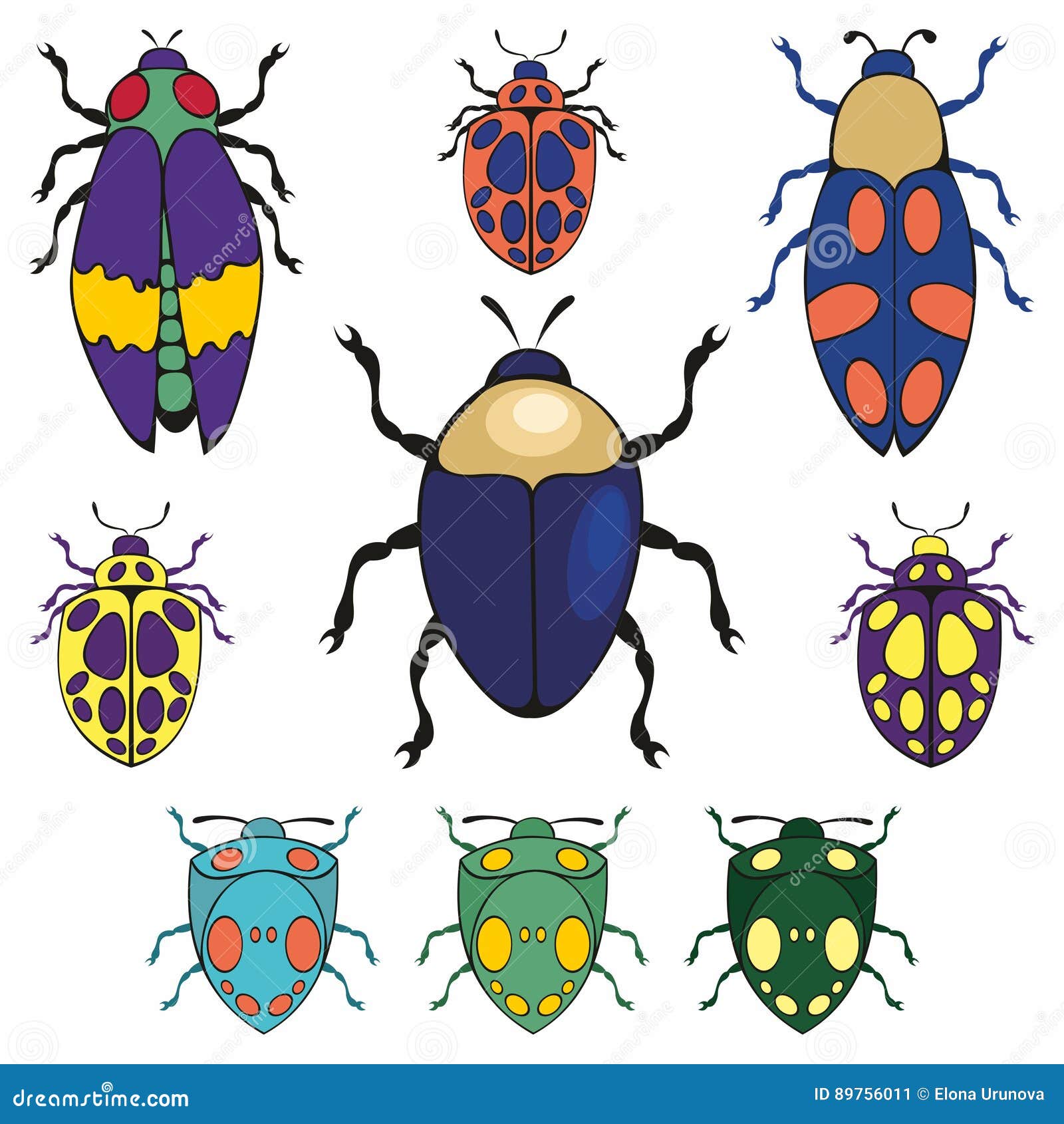 Beetles. Set Of Vector Illustrations | CartoonDealer.com #89756011