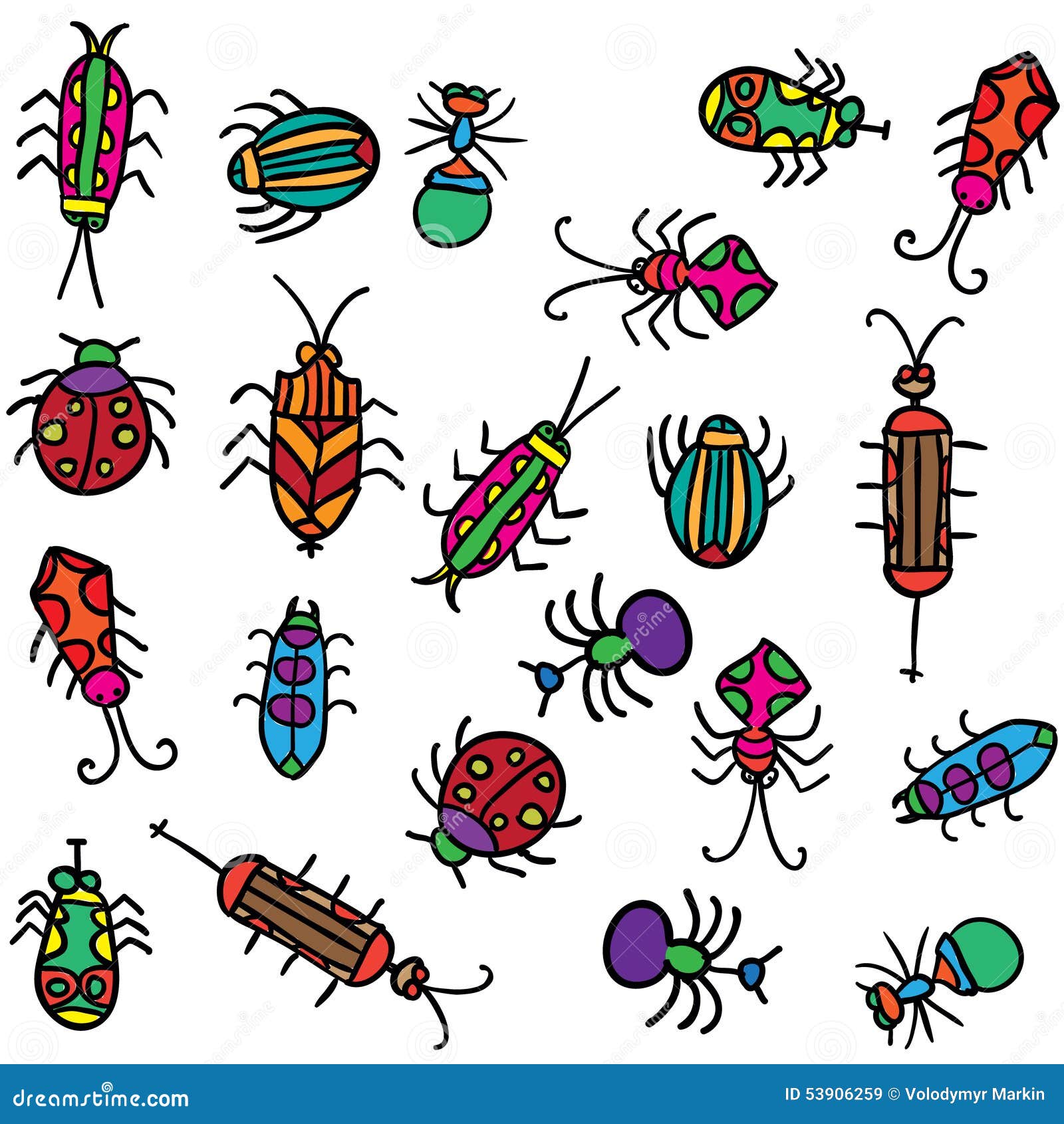 Beetles. vector doodle stock vector. Illustration of pest - 53906259