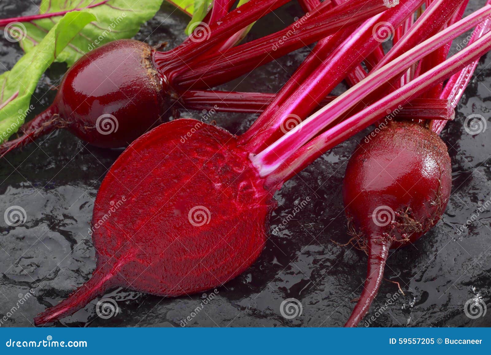 Beetroot on Black Painted Stone Stock Image - Image of leaf, beetroots ...