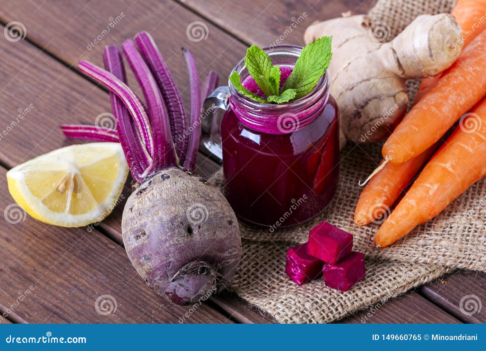 Beetroot with Carrot, Ginger and Lime Juice Stock Image - Image of ...