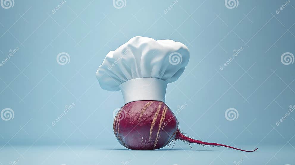 Beetroot with Chef Hat on Blue Background, Culinary Creativity Concept ...