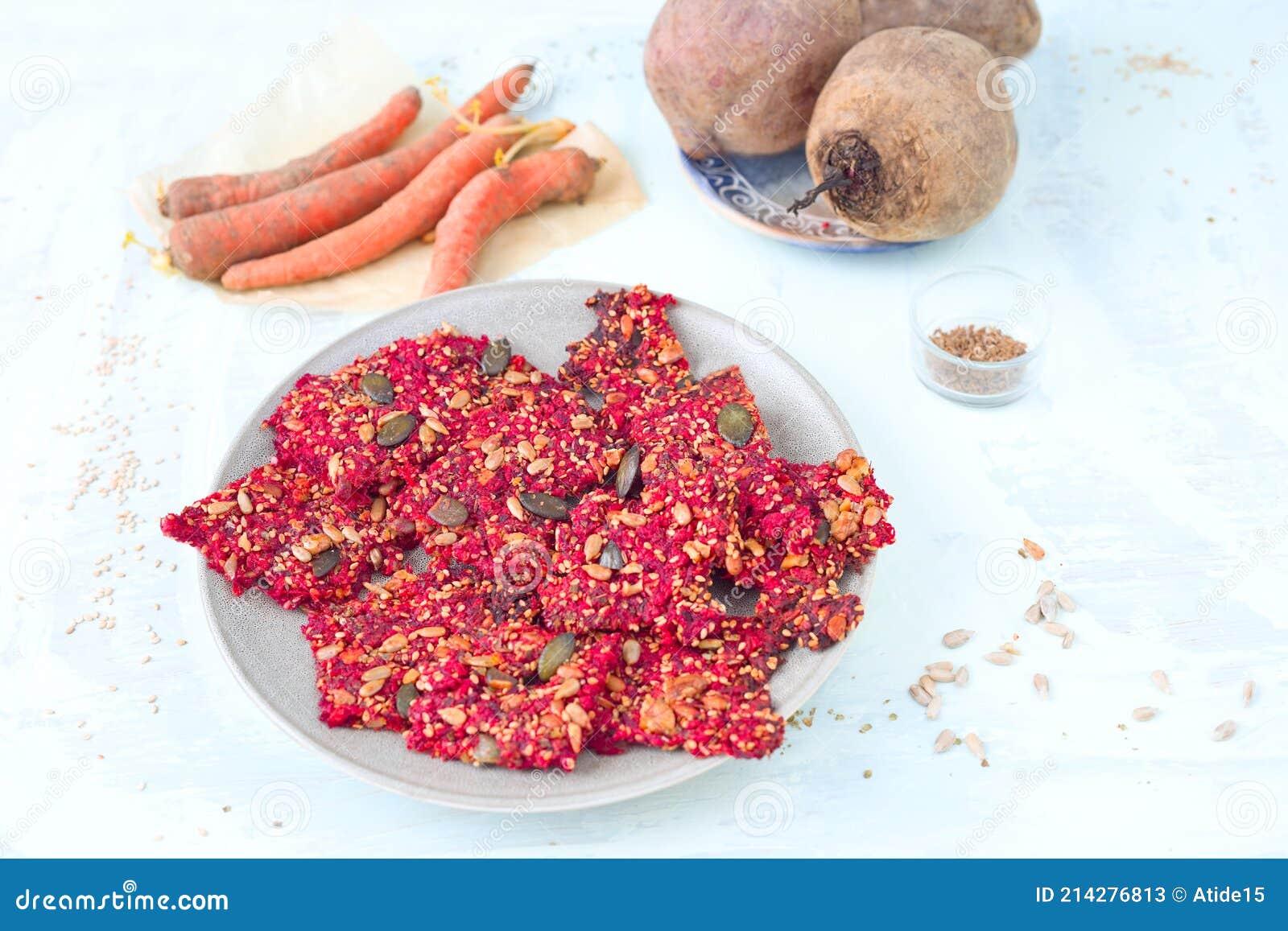 Beetroot crackers stock image. Image of piece, recipe - 214276813