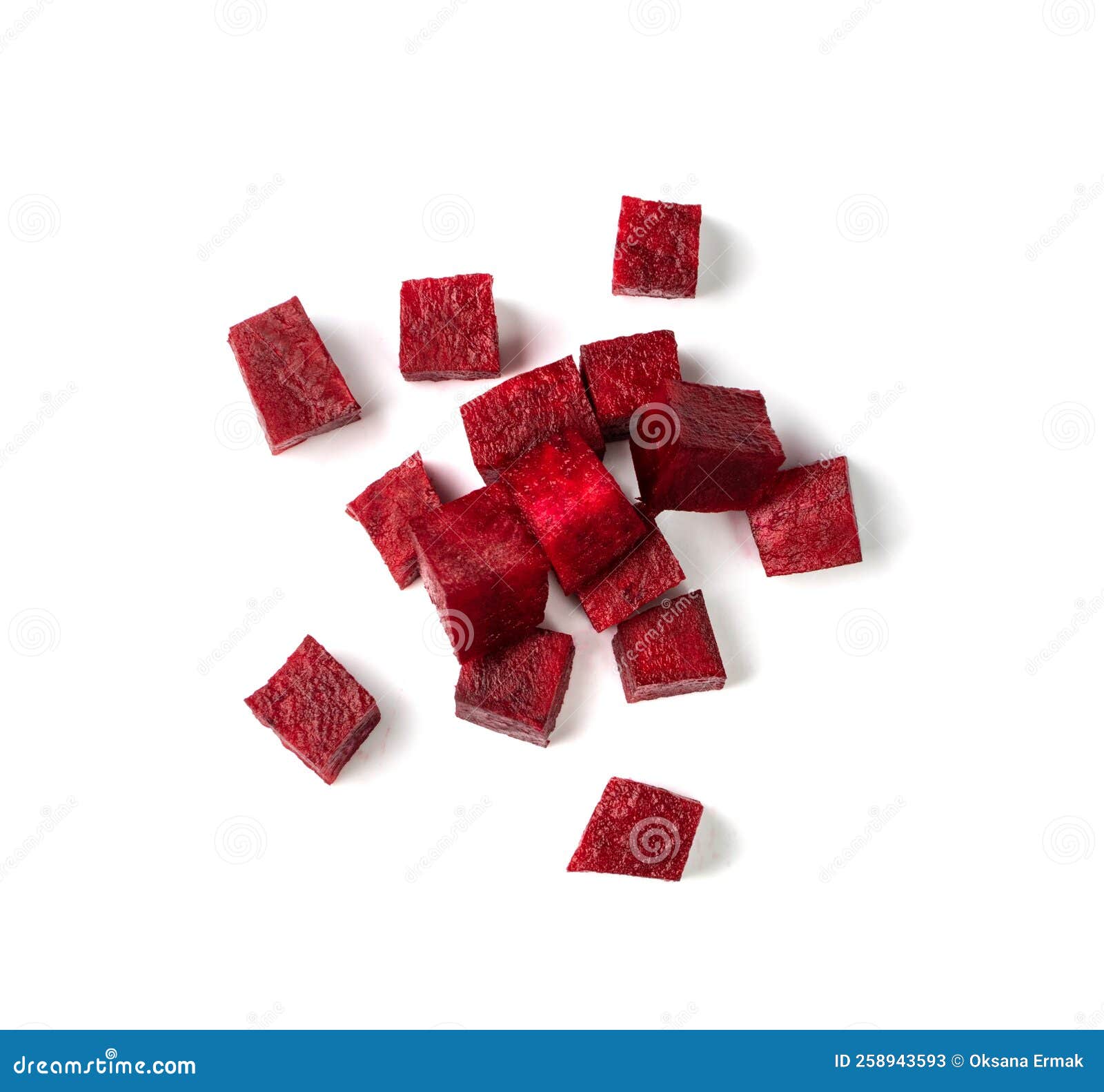 Beetroot Cubes Isolated stock image. Image of shredded - 258943593