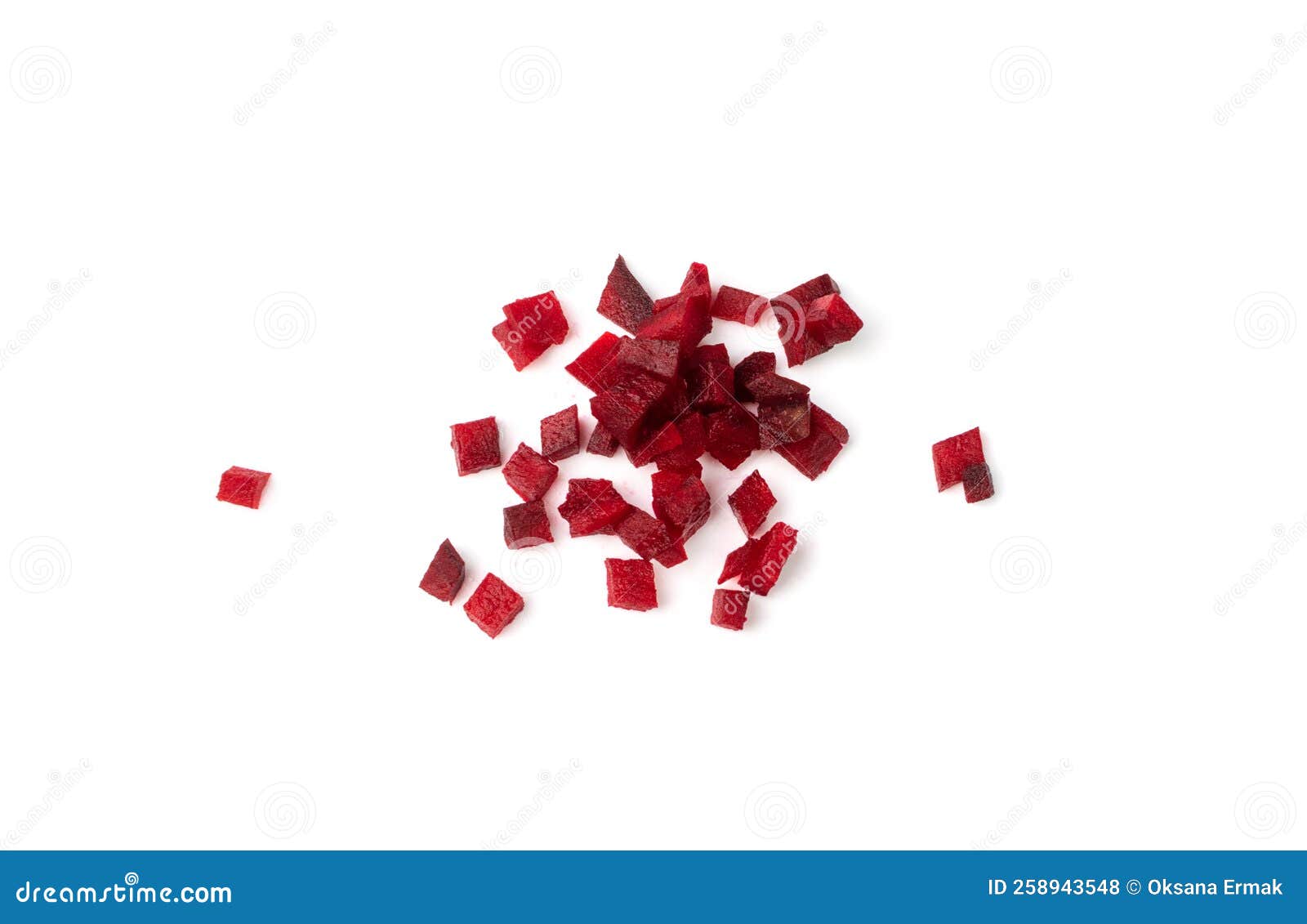 Beetroot Cubes Isolated stock photo. Image of portion - 258943548