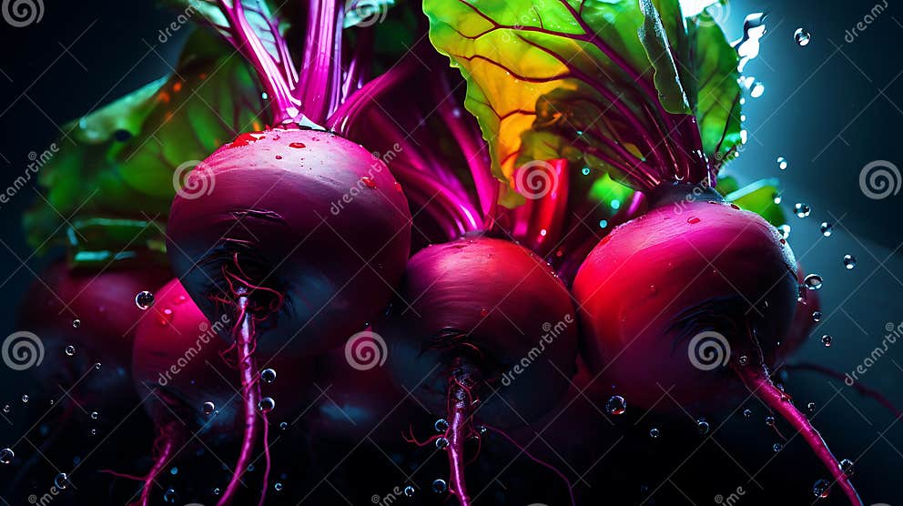 Beetroot on Dark Soil Background Viewed from Above. Organic Beet Stock ...