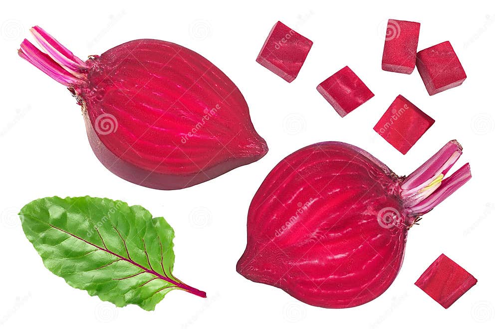 Beetroot Half and Slice Isolated on White Background with Full Depth of ...