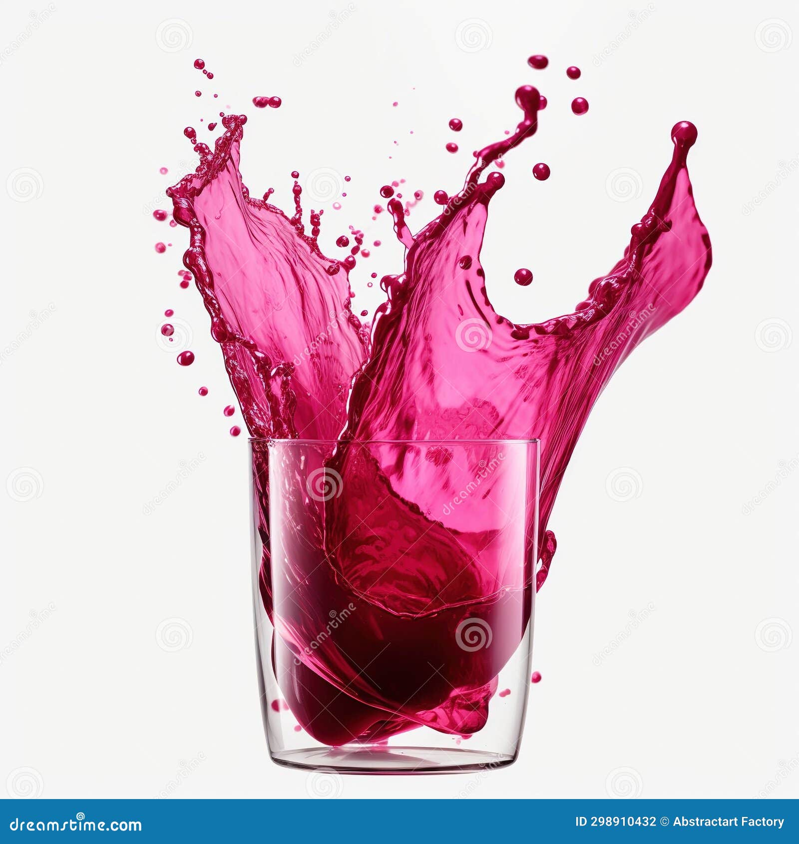 Beetroot Juice Splashing from a Transparent Water Glass on White ...