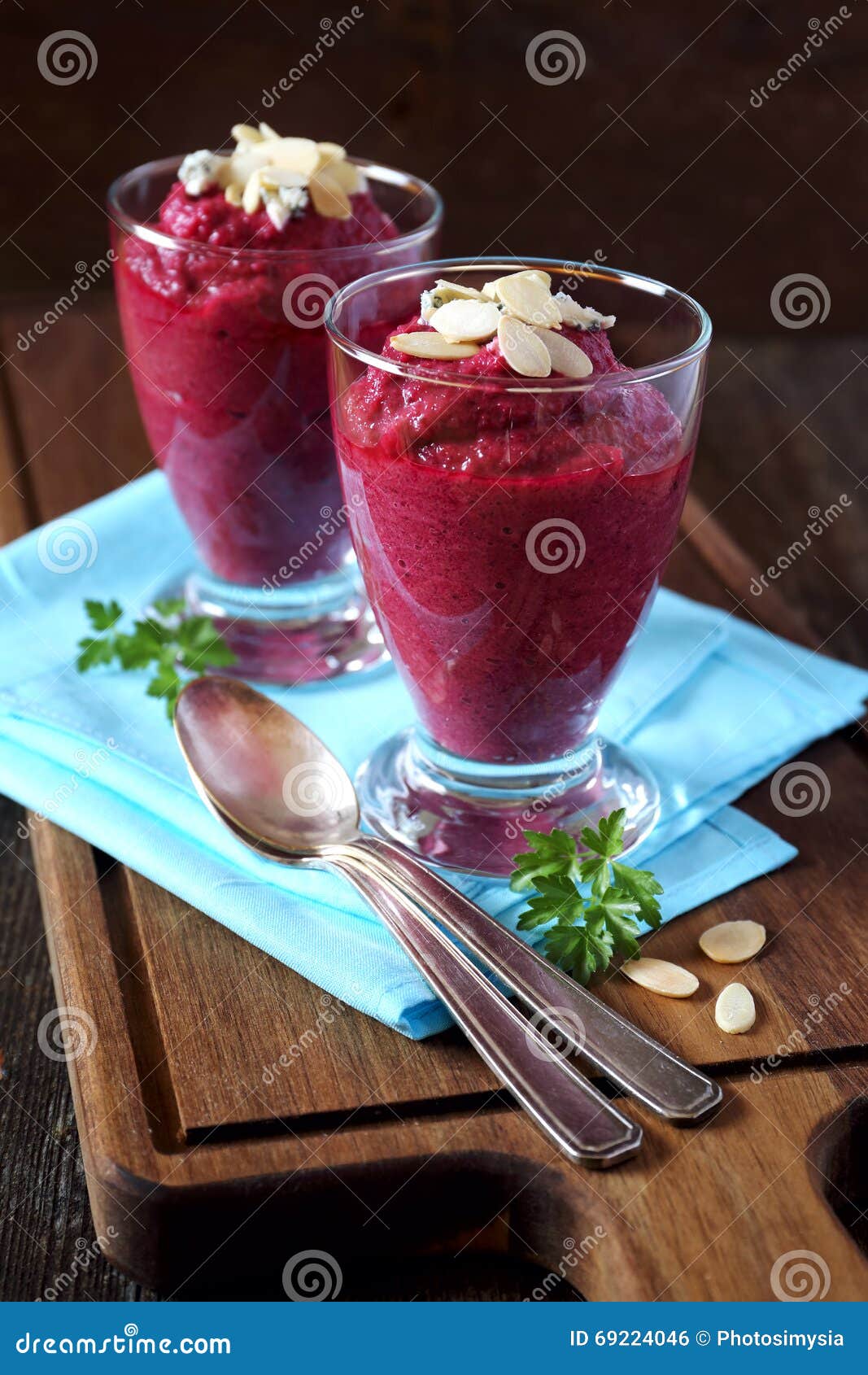 Beetroot Mousse with Almond Petals Stock Photo - Image of diacopy ...