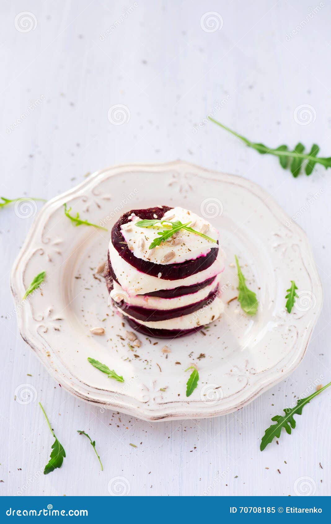 Beetroot and Mozzarella Salad and Arugula Stock Image - Image of ...