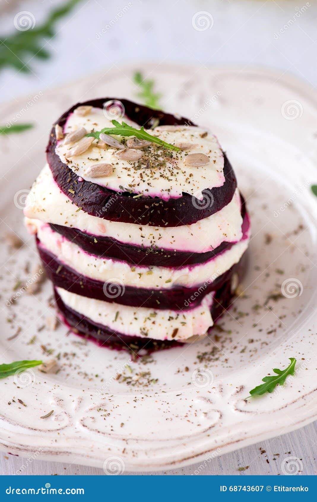 Beetroot and Mozzarella Salad with Arugula Stock Image - Image of ...