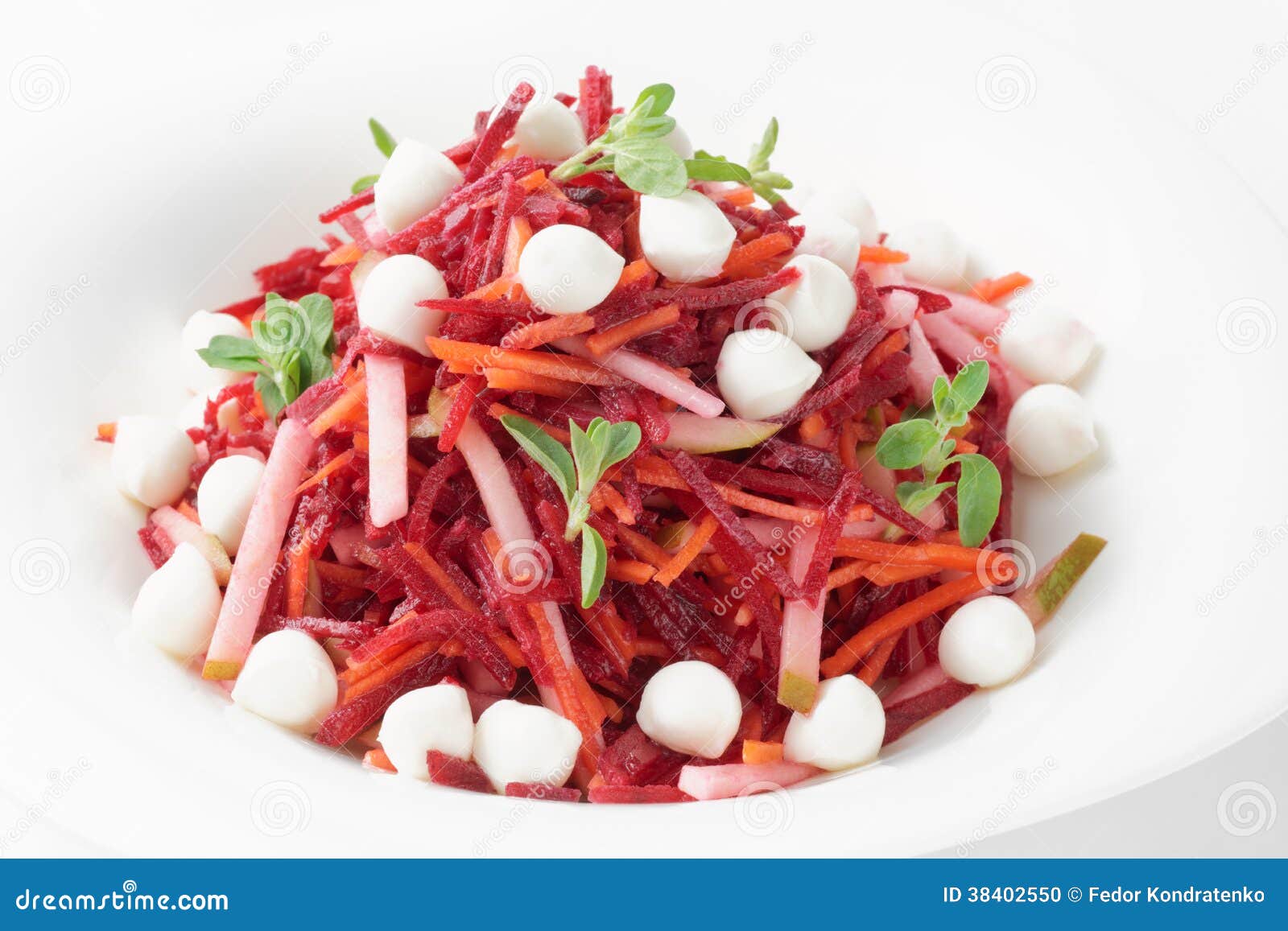 Beetroot and Pear Salad with Mozzarella Stock Photo - Image of mint ...
