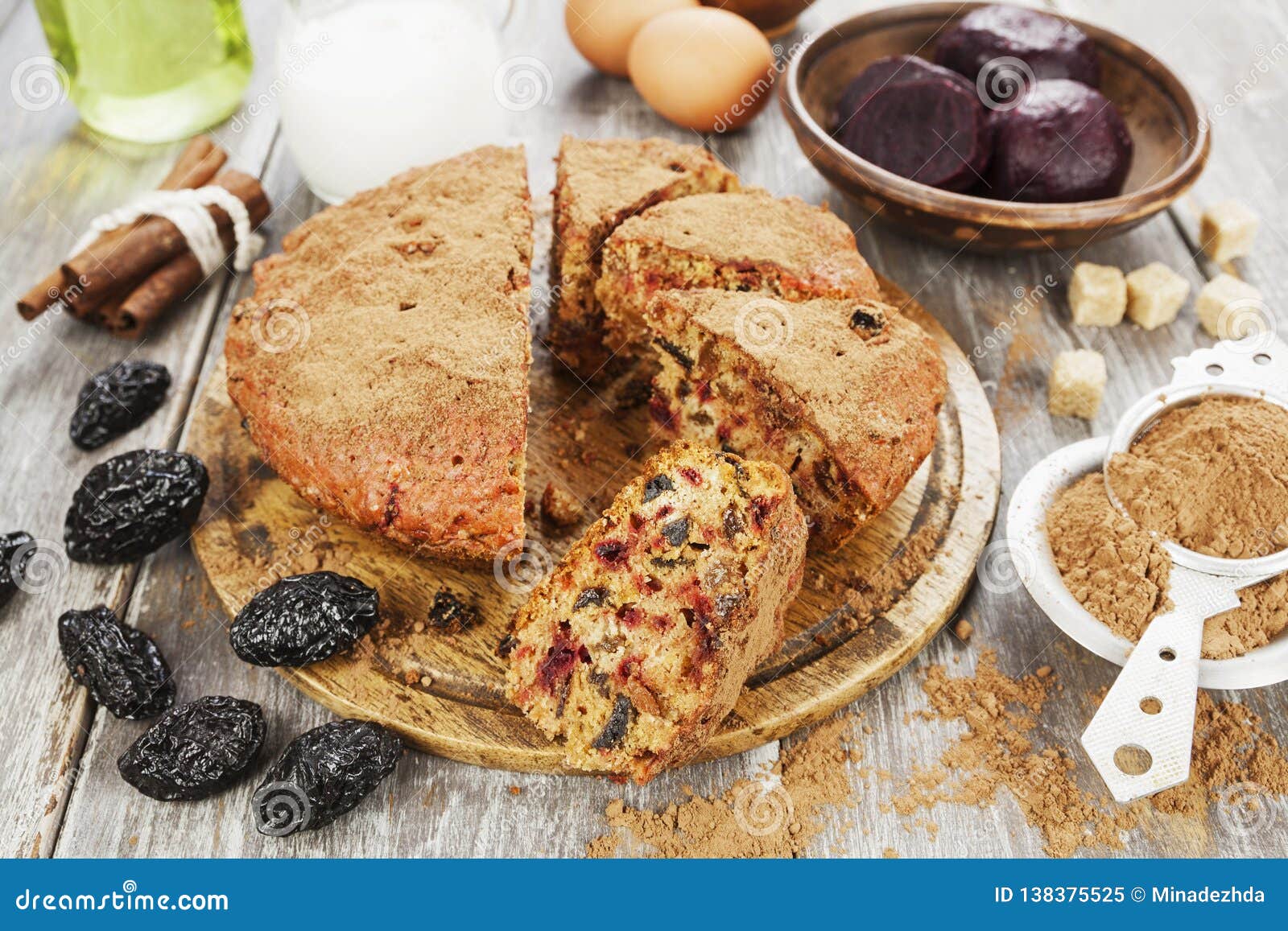 Beetroot Pie with Prunes and Cocoa Powder Stock Image - Image of ...