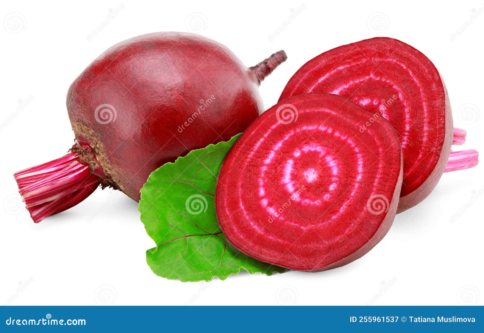Beetroot with Pieces of Beetroot and Green Leaf Isolated on White ...