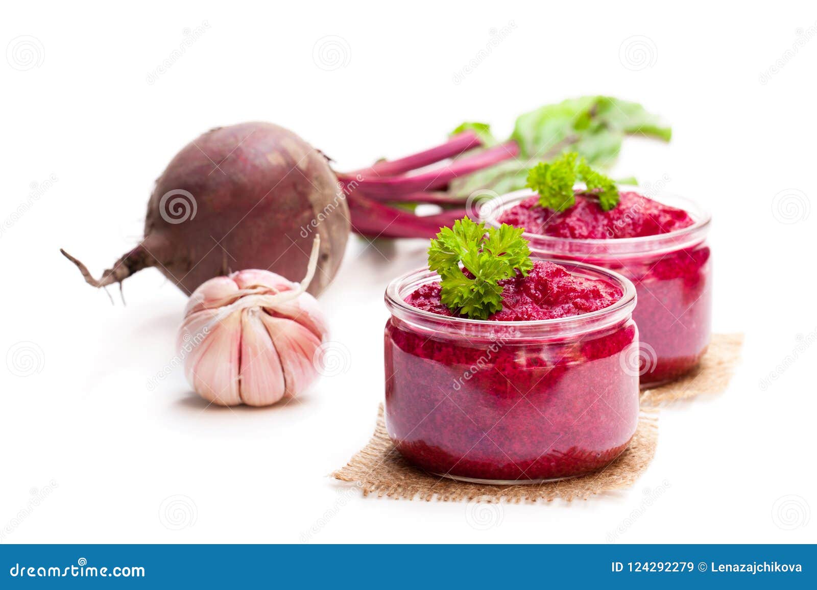 Beetroot Puree in Glass Jars Isolated on White Stock Image - Image of ...